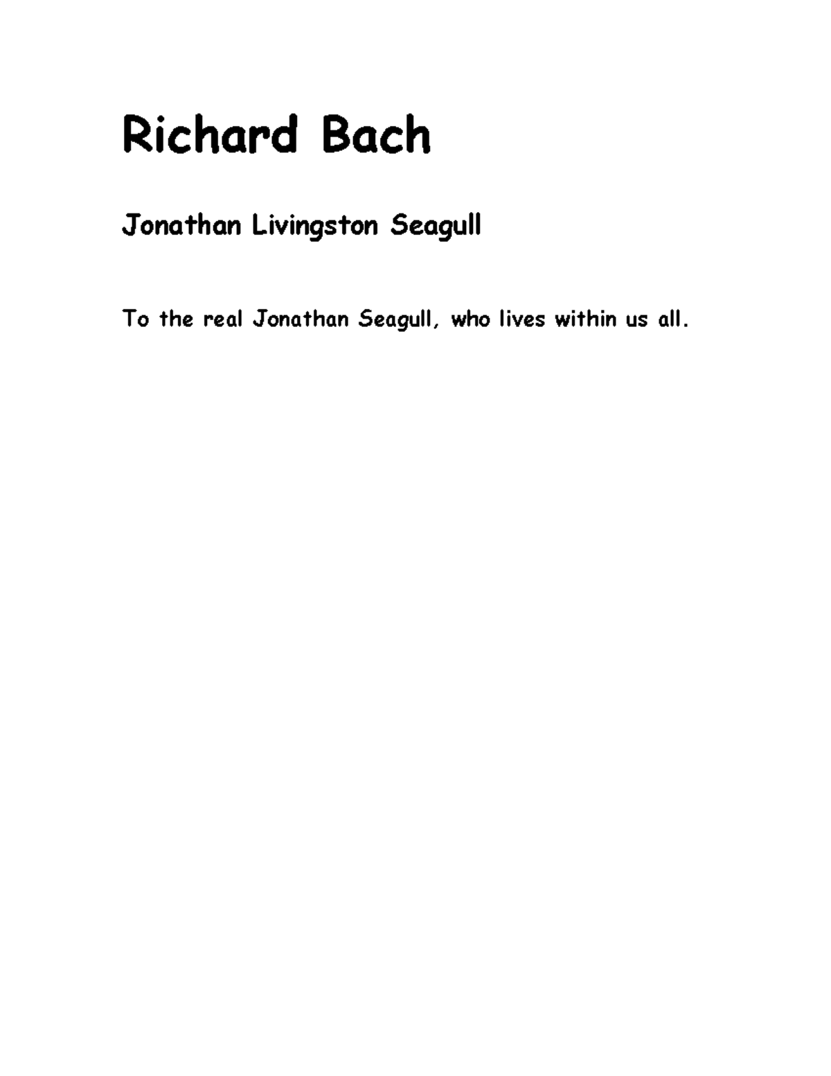 Jonathan Livingston Seagull - Richard Bach - Richard Bach Jonathan ...