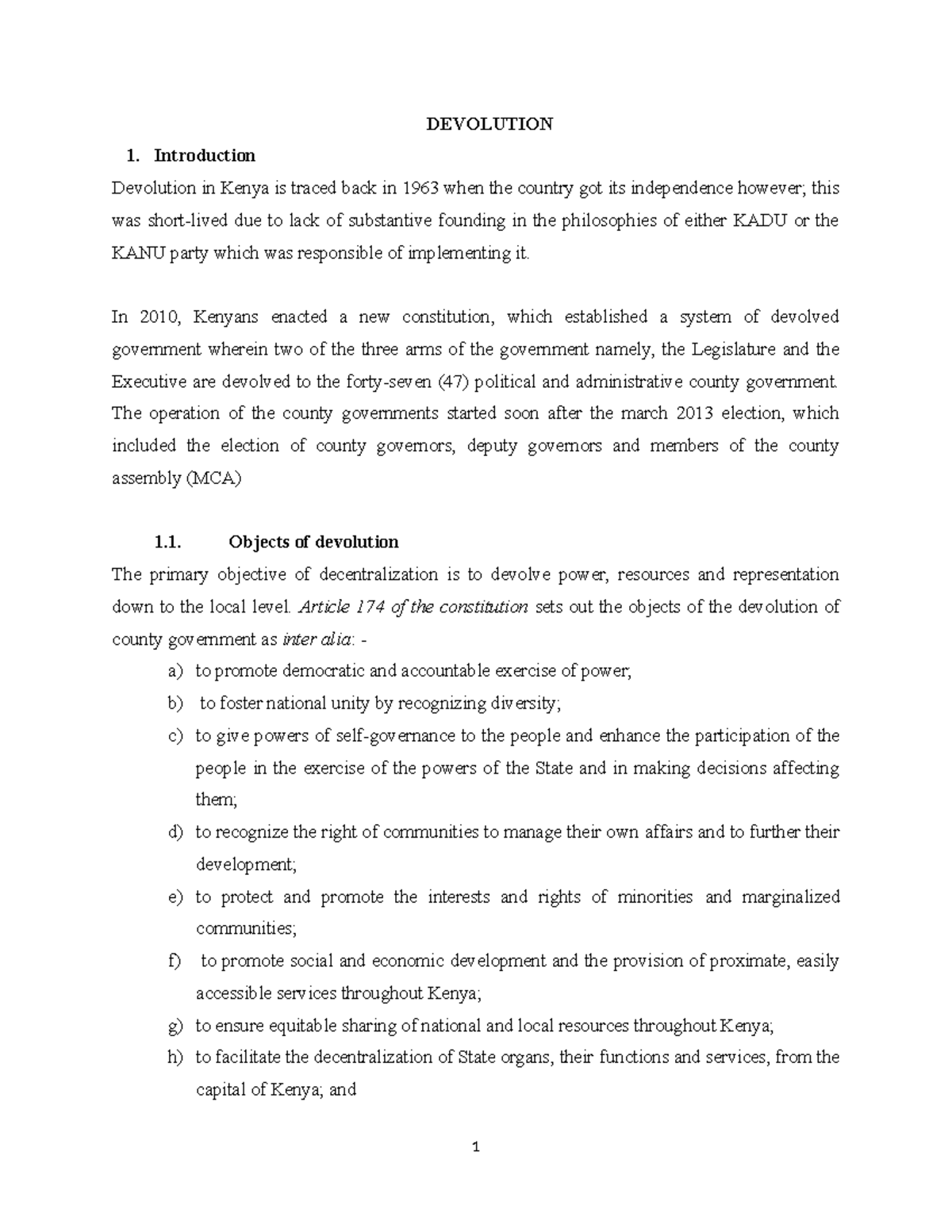 Devolution - Constitutional analyzing on devolved government - DEVOLUTION 1. Introduction ...