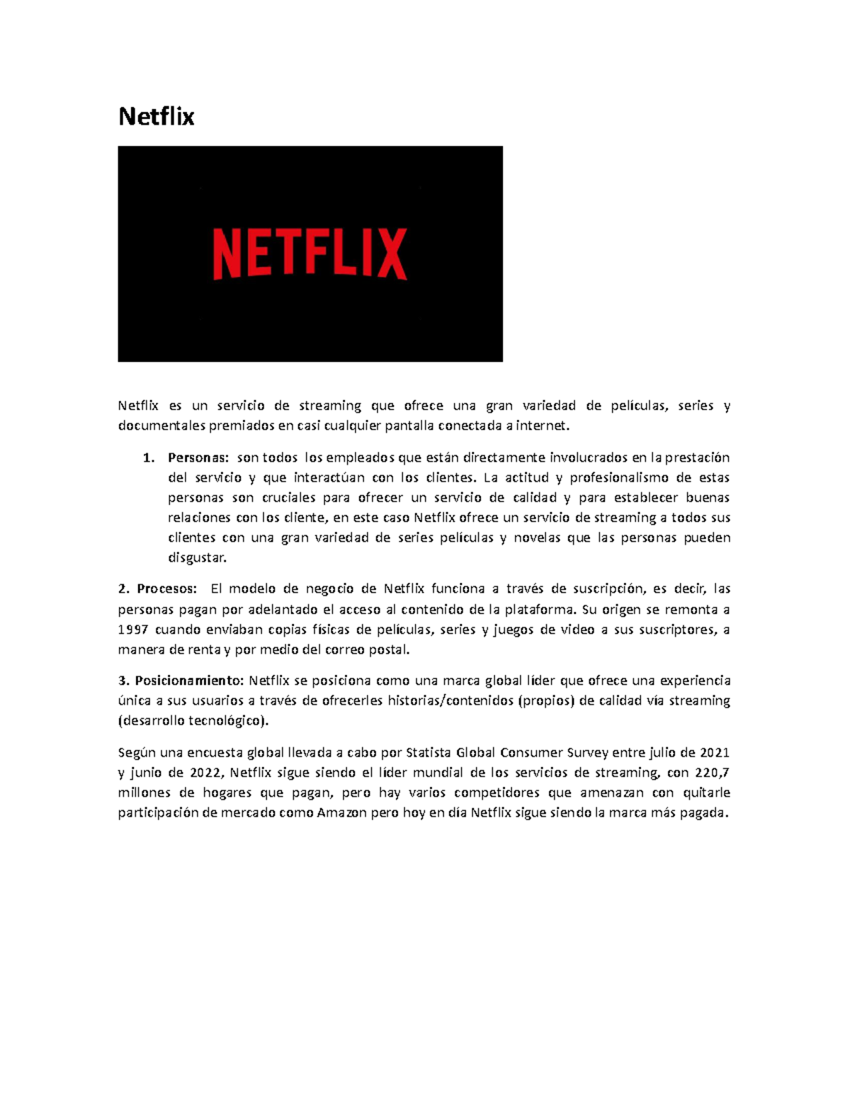 Netflix - Trabajo de clase desarollado - Netflix Netflix es un servicio ...