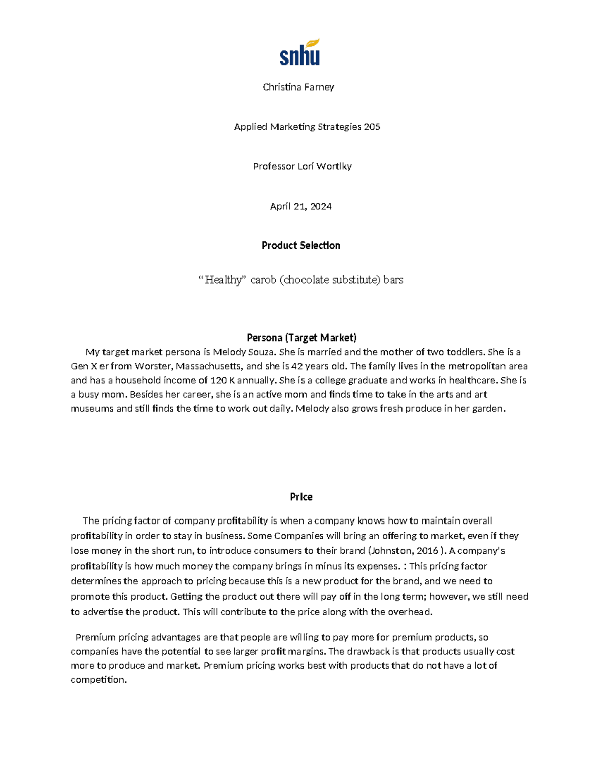 MKT 205 MOD7 Marketing Plan Strategy Template - Christina Farney ...