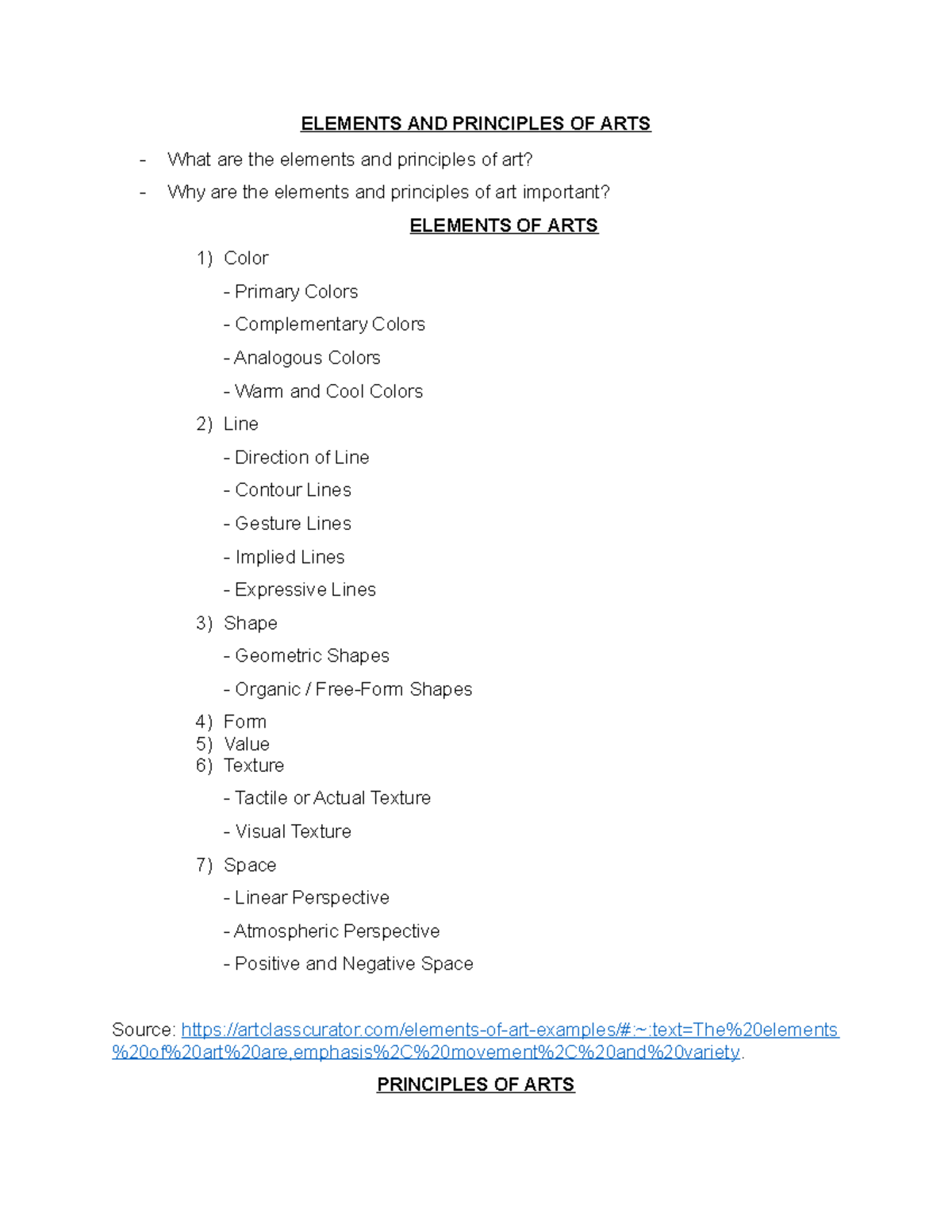 Group 3 Report Outline Draft - ELEMENTS AND PRINCIPLES OF ARTS What are ...