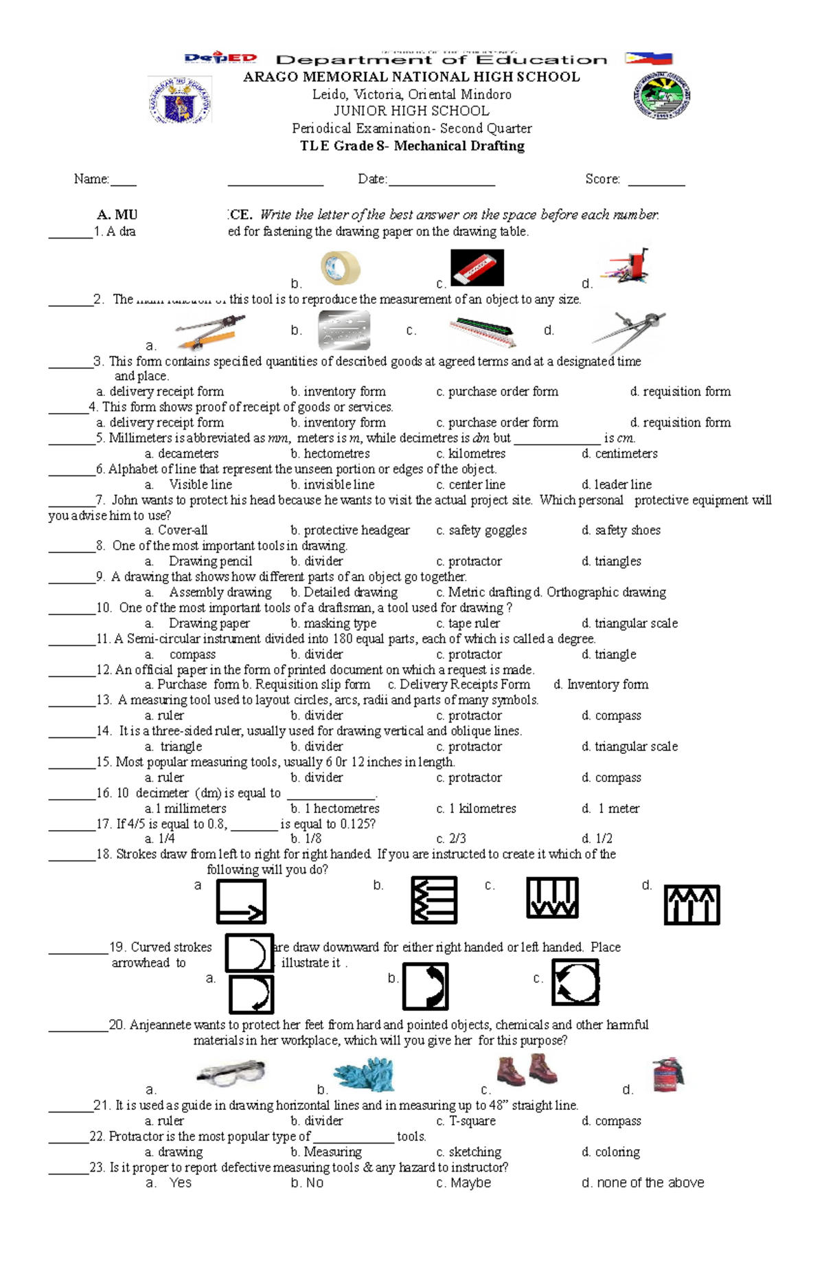 Mechanical Drafting PT - ARAGO MEMORIAL NATIONAL HIGH SCHOOL Leido ...