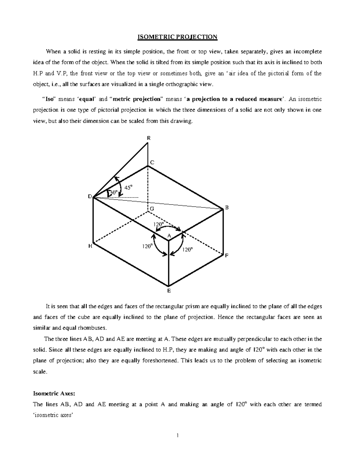 6. Isometric Drawing in Computer Graphics. - ISOMETRIC PROJECTION When ...