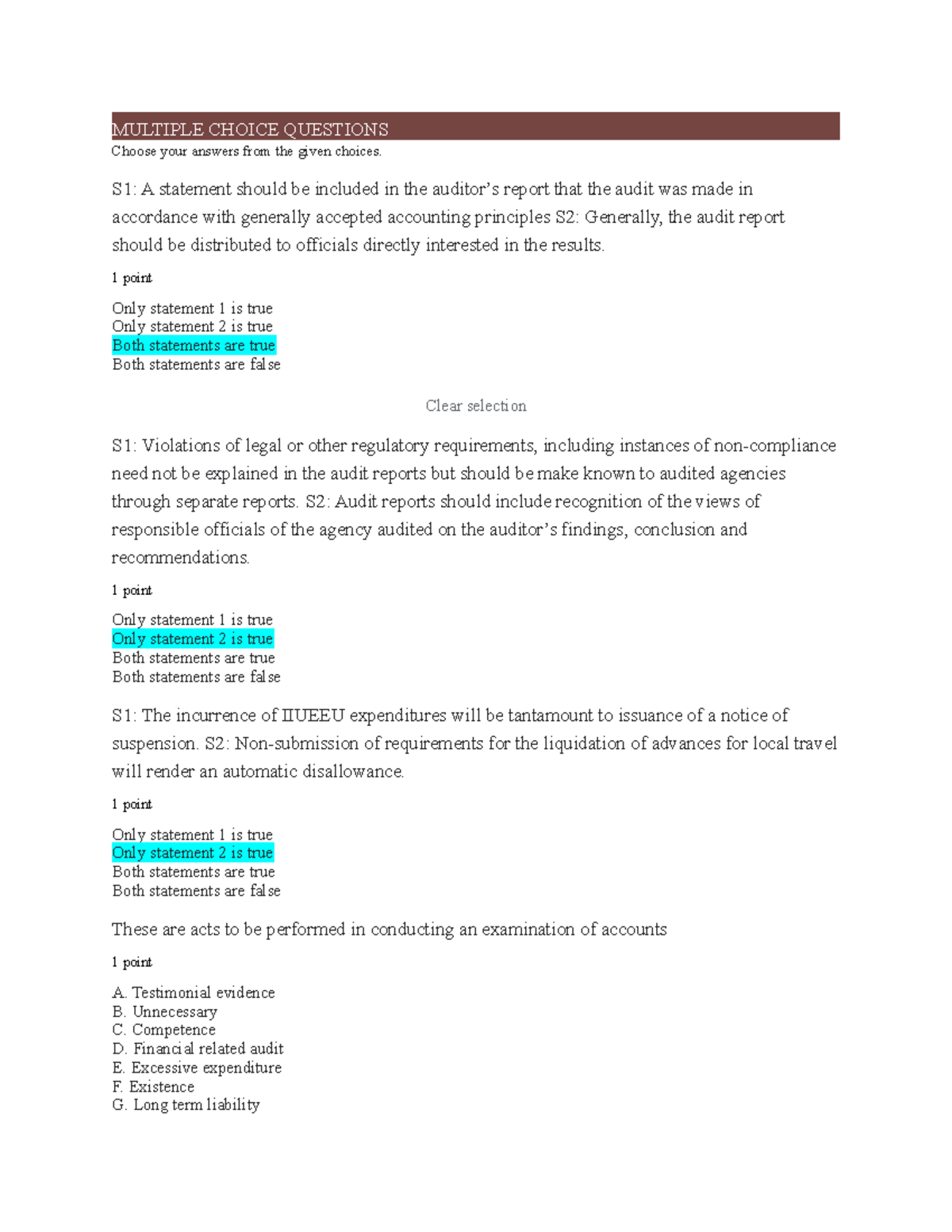 GOVT - Government Accounting - MULTIPLE CHOICE QUESTIONS Choose your ...