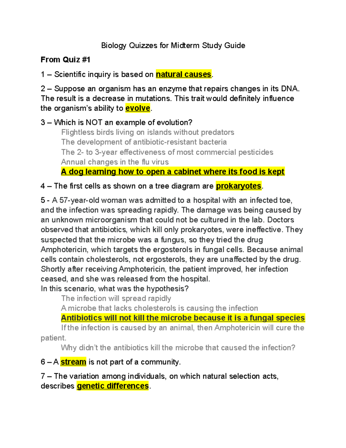 Biology Quizzes for Midterm Study Guide - 2 – Suppose an organism has ...