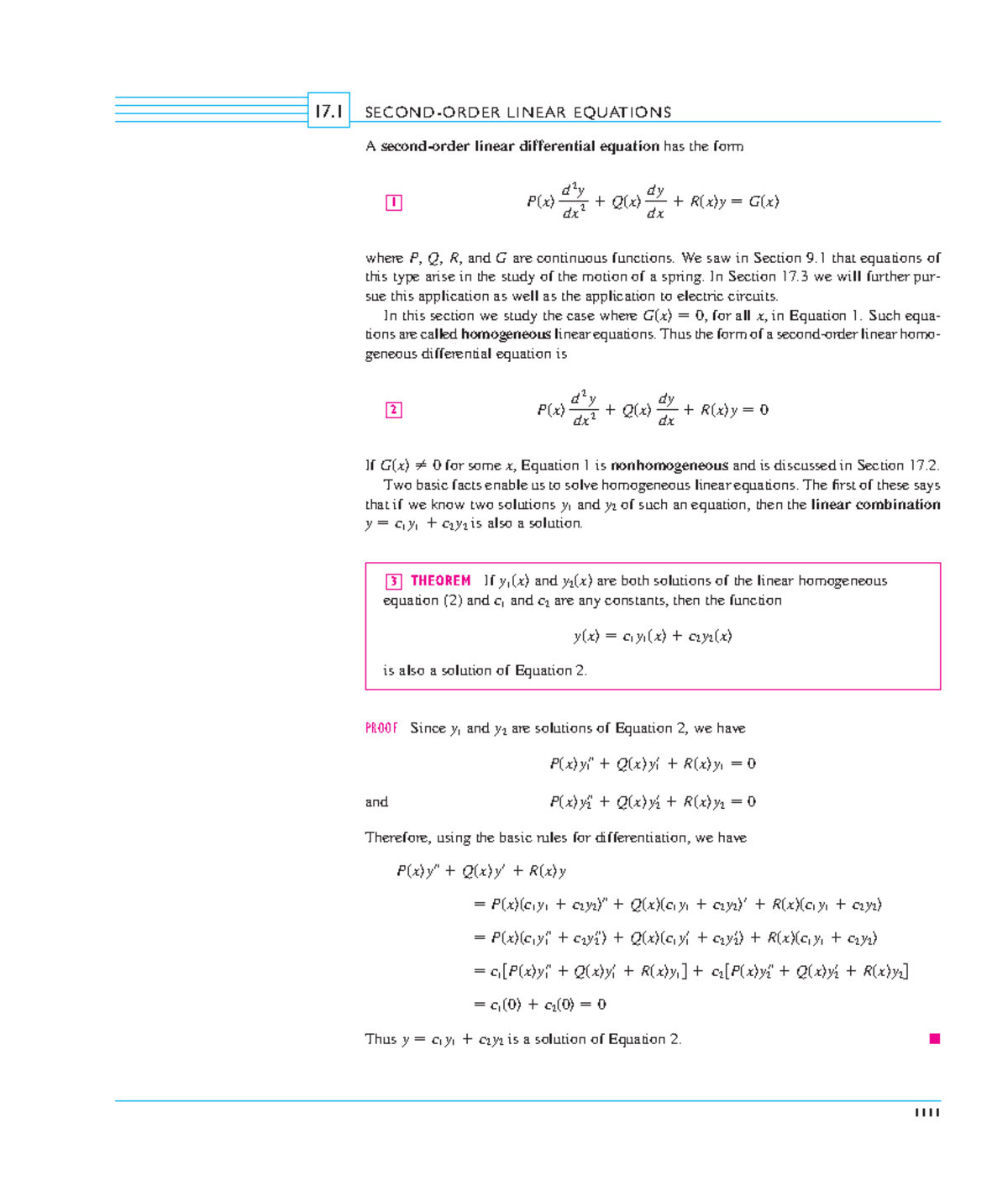Math ch17-1 - math work - SECOND-ORDER LINEAR EQUATIONS A second-order ...