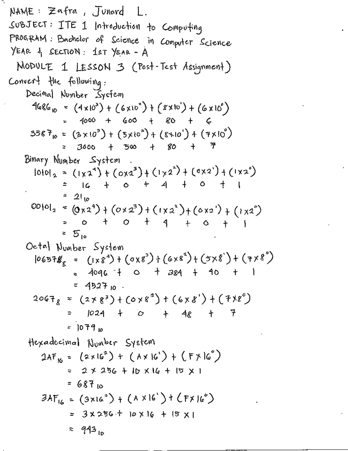 Module 1 Lesson 3 (Post-Test Assignment) - Computer Programming 1 - Studocu