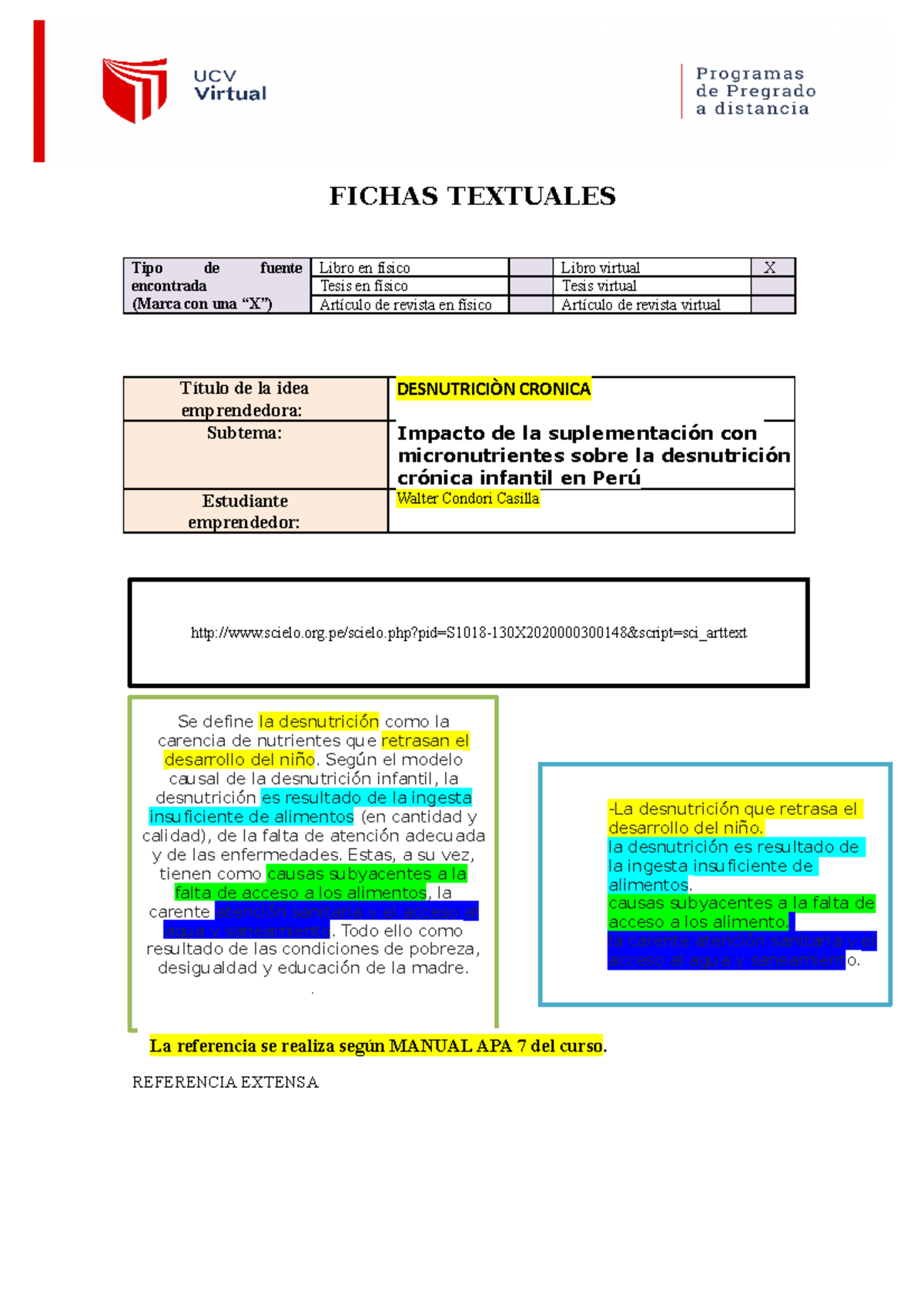 Trabajo ficha textual - FICHAS TEXTUALES Tipo de fuente encontrada ...