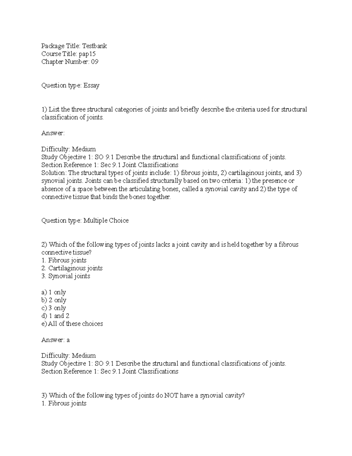 Sample/practice exam 2018, questions and answers - Package Title ...