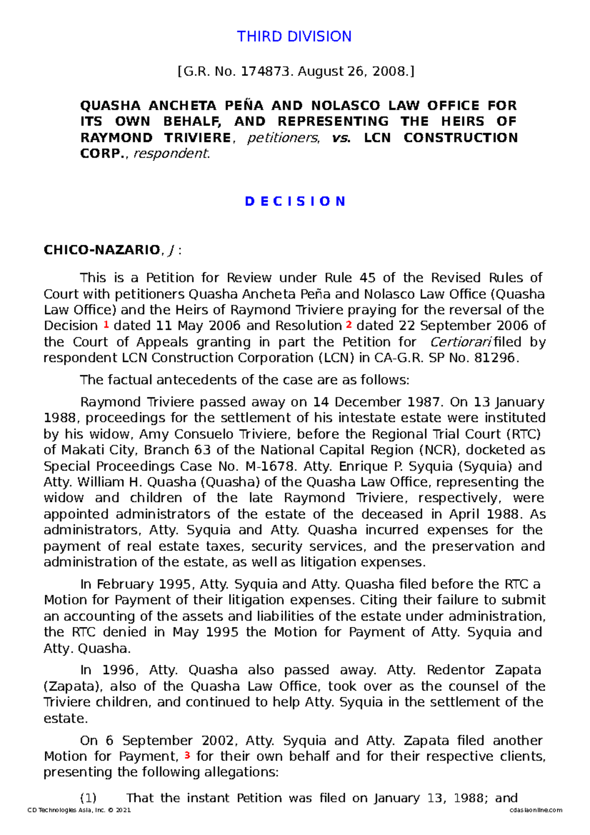 II-r2. G.R. No. 174873 - Quasha Ancheta Peña and Nolasco Law Office v ...