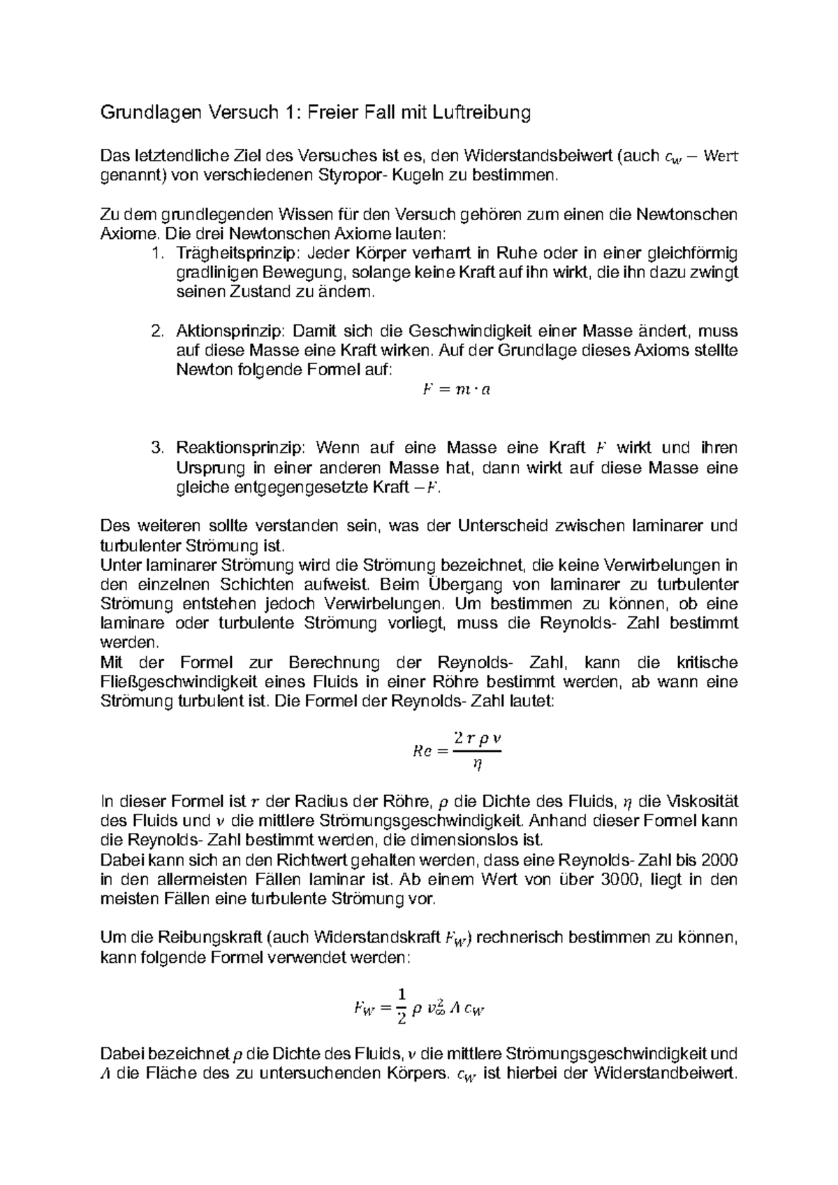 Grundlagen Versuch 1 - Zu dem grundlegenden Wissen für den Versuch gehören zum einen die ...