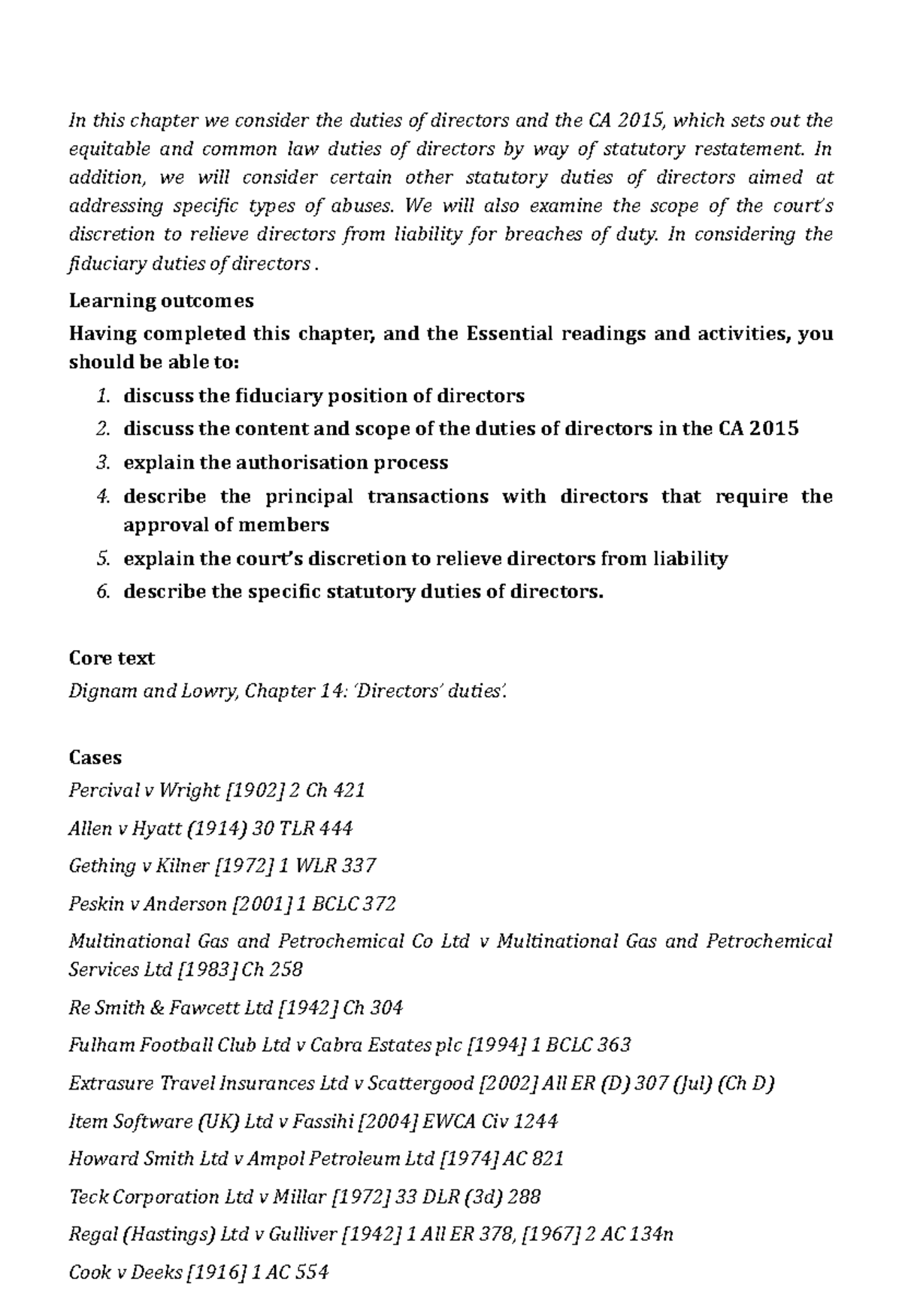 Directors Duties - Company law notes - In this chapter we consider the ...