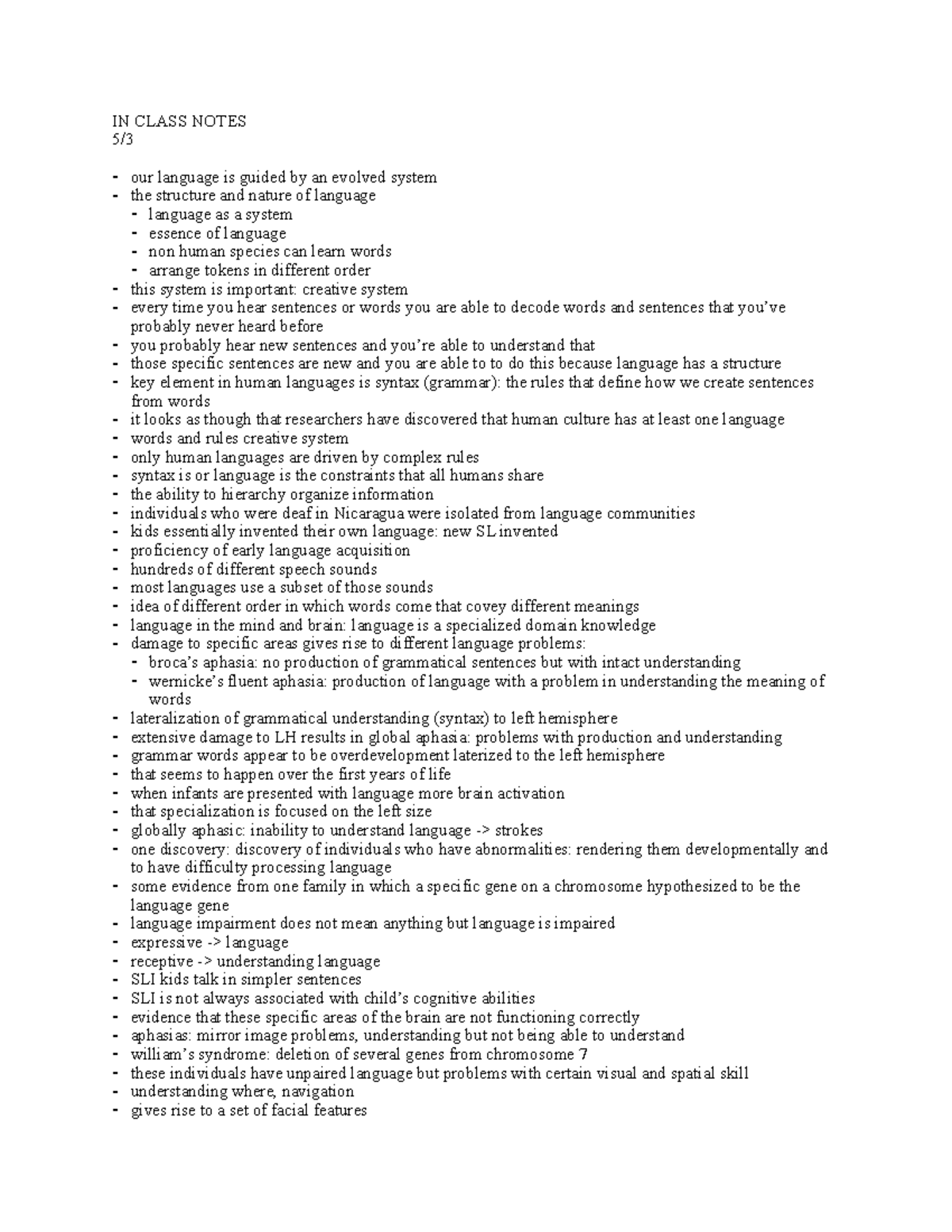 53 Lecture Notes In Class Notes 5 Our Language Is Guided By An Evolved System The