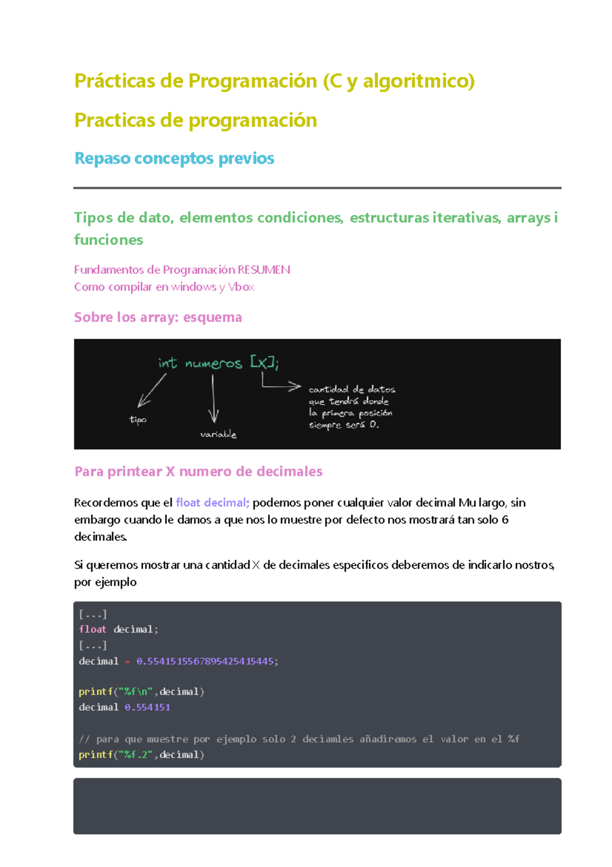 Prácticas de Programación (C y algoritmico repaso cosas que se usaran ...