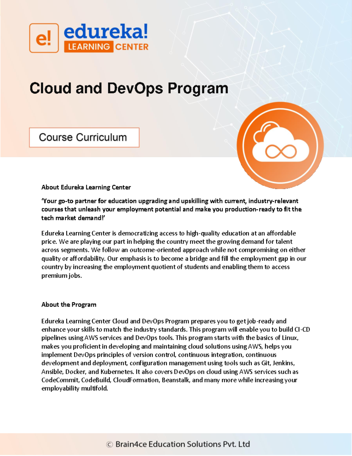 ELC Cloud and Devops Curriculum - About Edureka Learning Center ‘Your go-to partner for ...