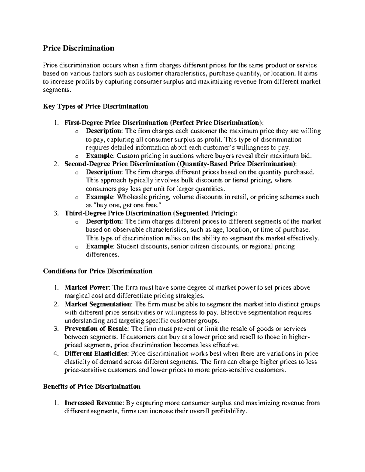 Price discrimination occurs when a firm charges different prices for ...