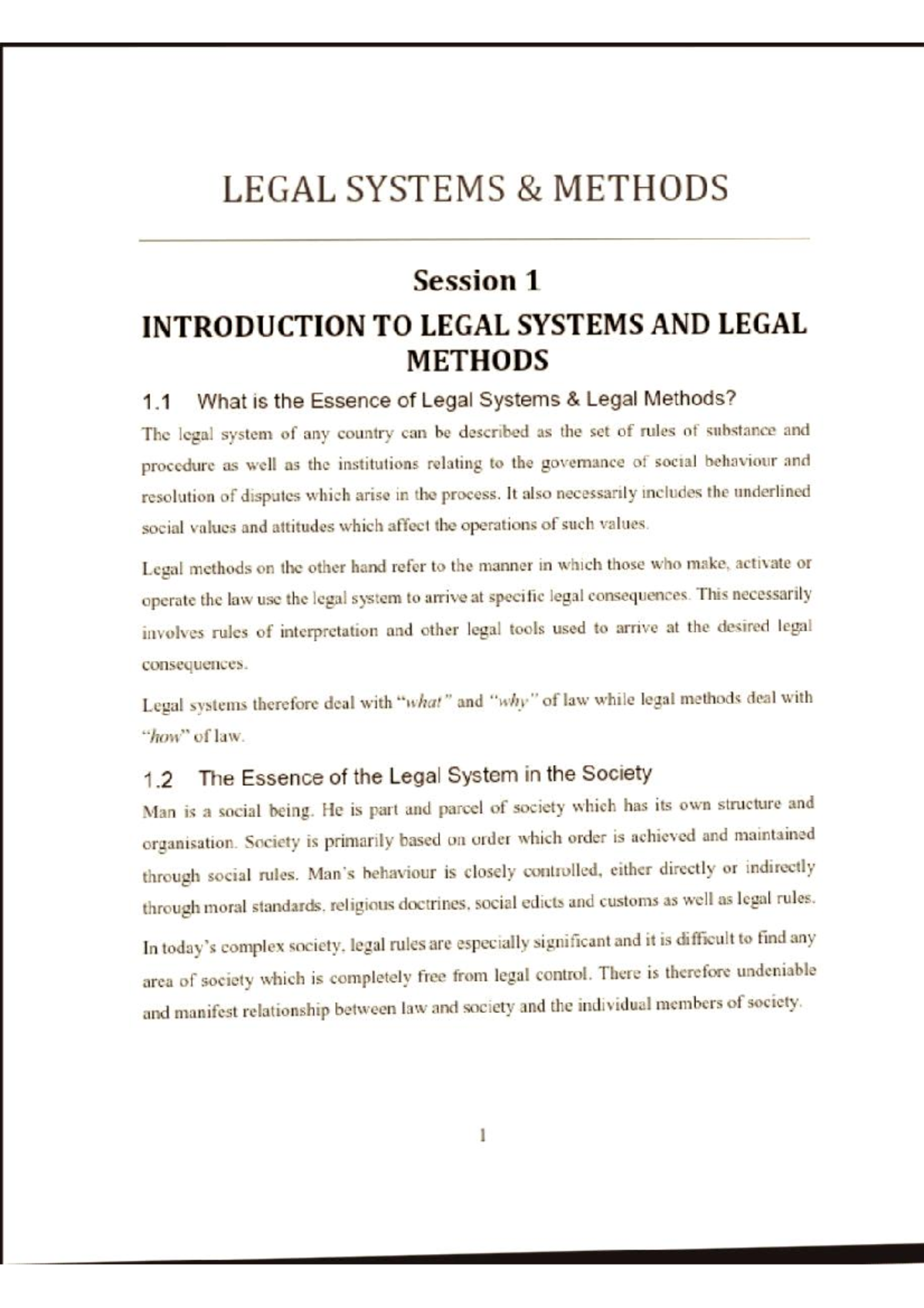 Legal System AND Methods Refined Notes - LEGAL SYSTEM AND LEGAL METHODS ...