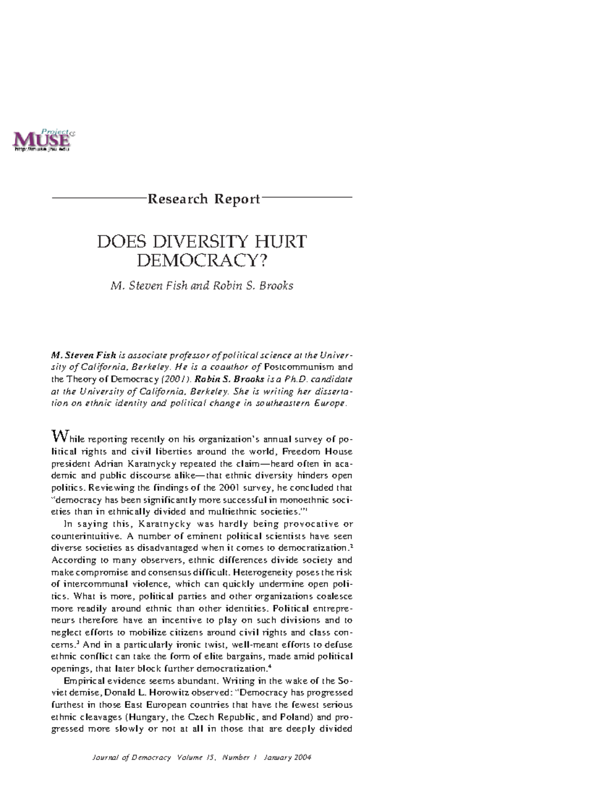 Fish Brooks Does Diversity Hurt Democracy - DOES DIVERSITY HURT ...