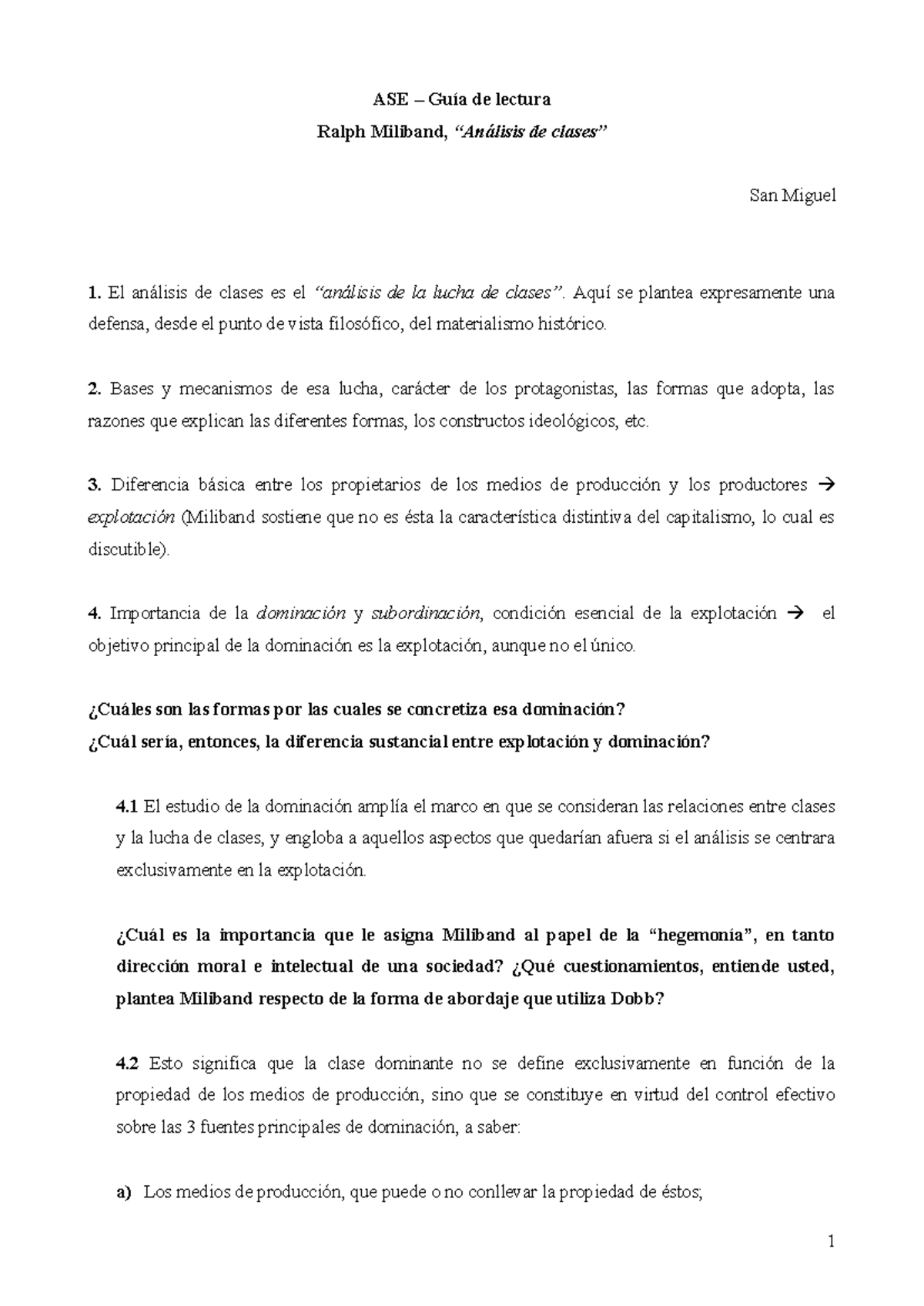 Guia de lectura Miliband R analisis de clases - ASE – Guía de lectura ...