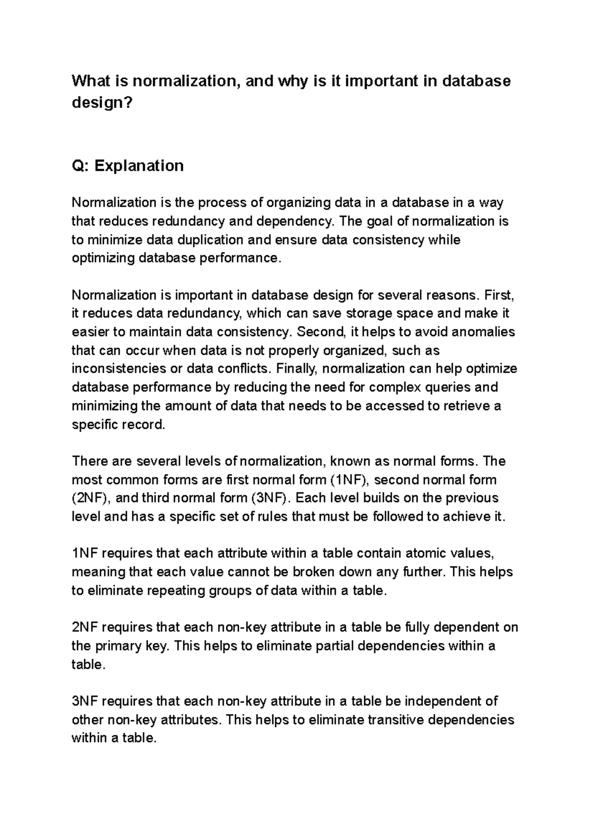 What is normalization, and why is it important in database design - What is normalization, and ...