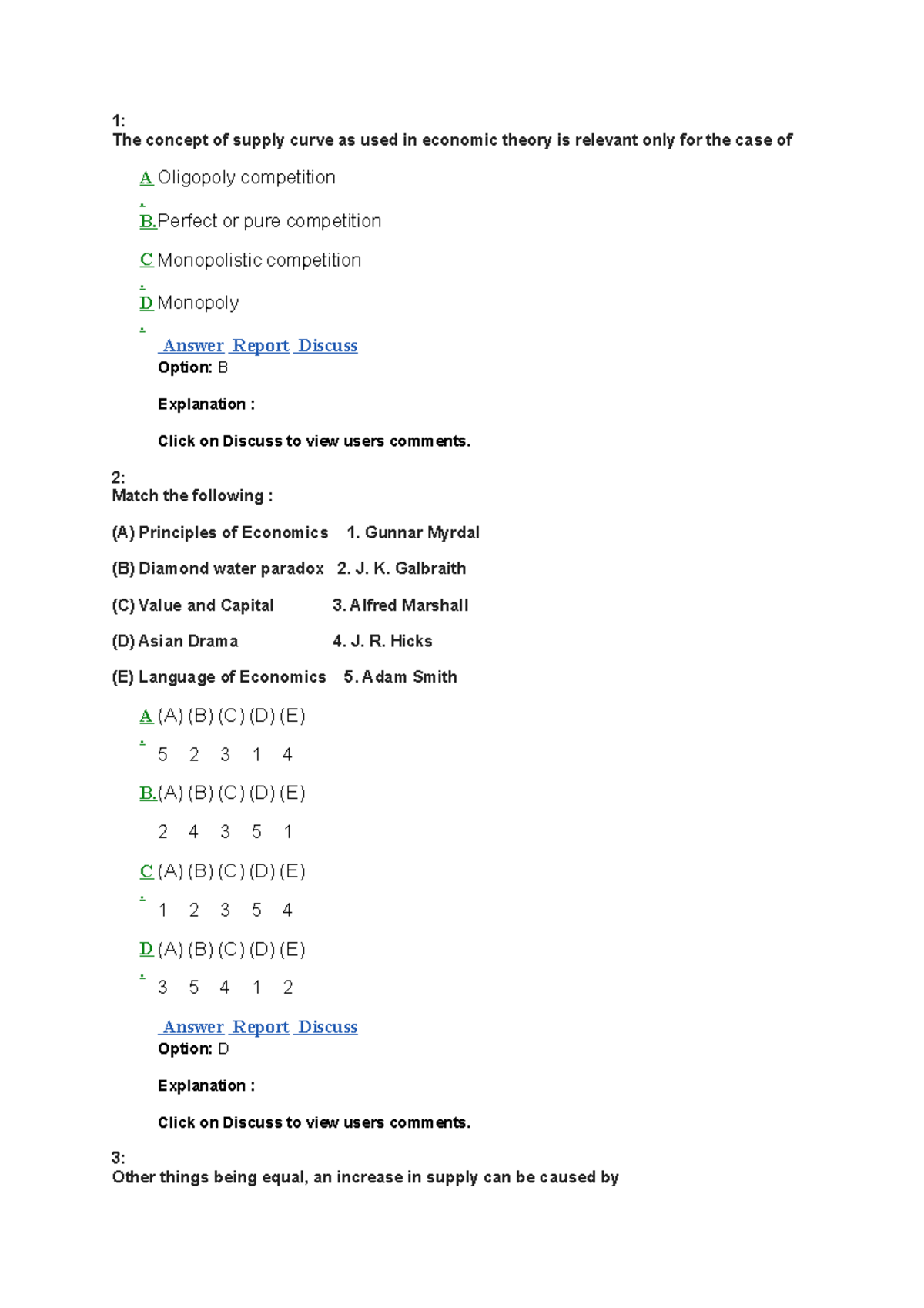 MC1 - MCQ - 1: The concept of supply curve as used in economic theory ...