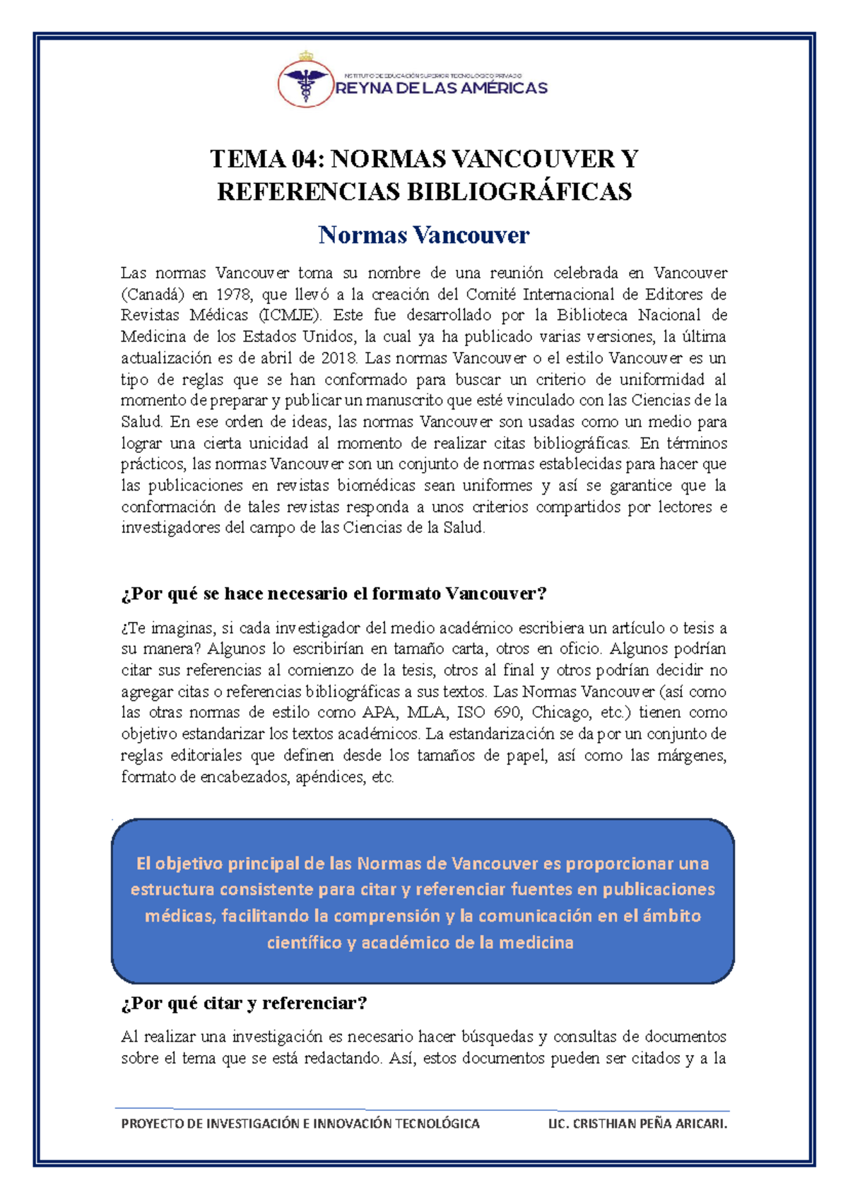 Tema 04 Normas Vancouver - TEMA 04: NORMAS VANCOUVER Y REFERENCIAS ...