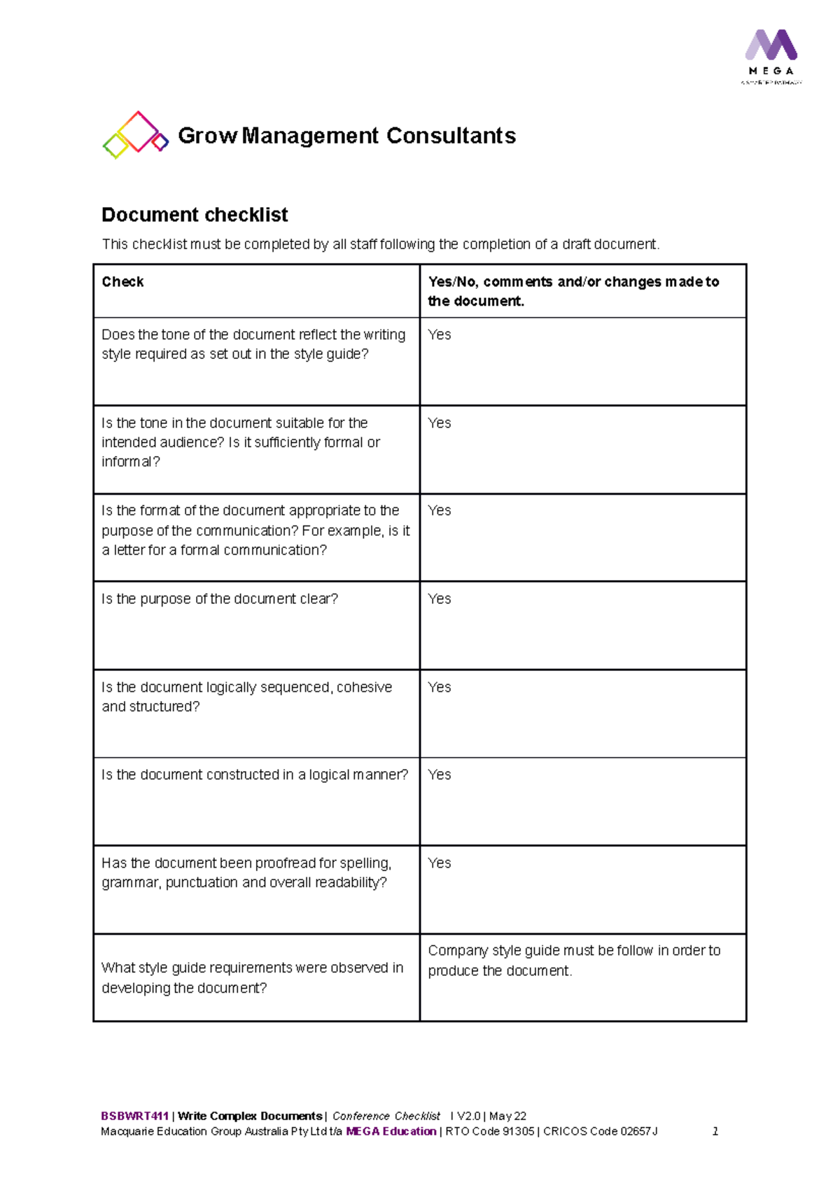 Document Checklist - Grow Management Consultants Document checklist ...