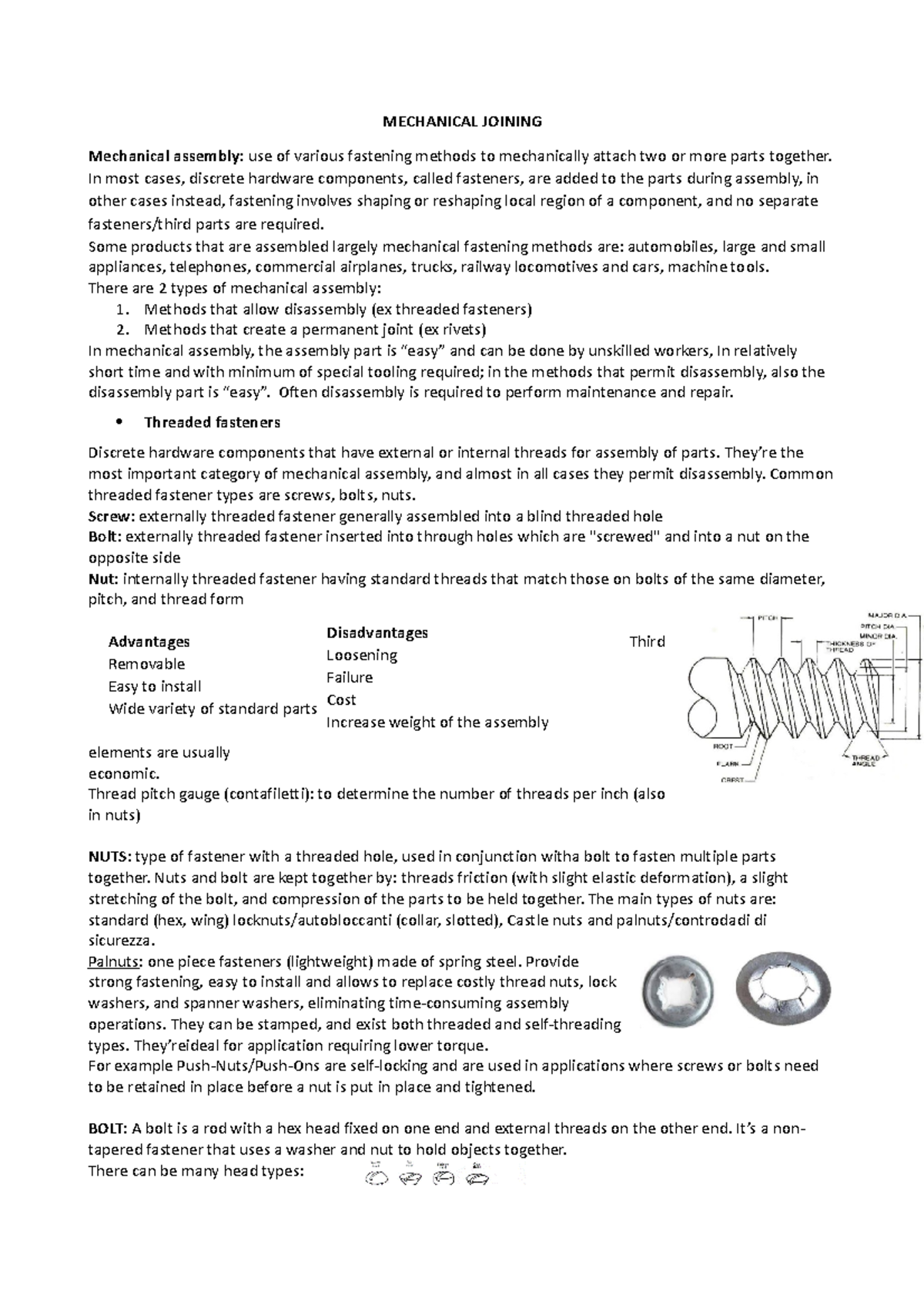 Mechanical Joining - MECHANICAL JOINING Mechanical assembly: use of ...