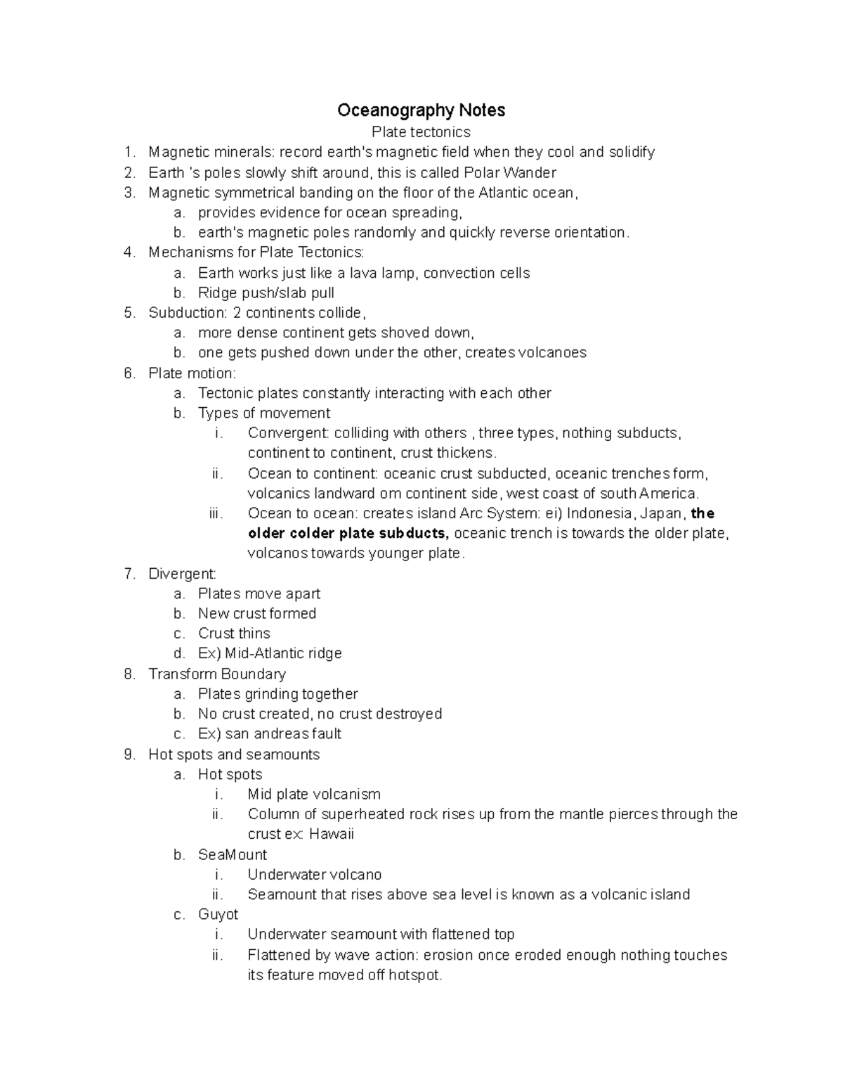 Oceanography Notes - Christpher Semenick Chpts. 12 and plate tectonics ...