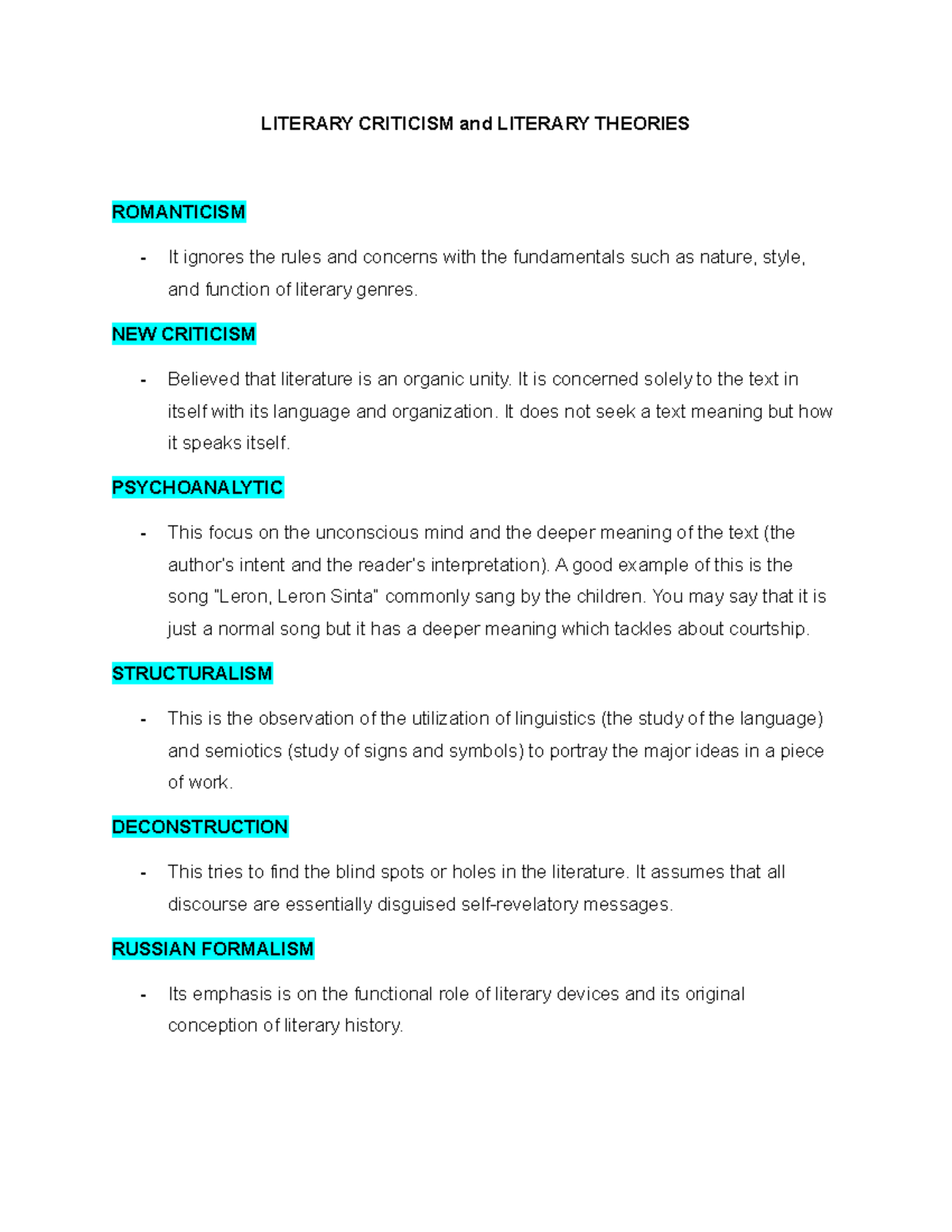 Literary Criticism and Literary Theories - LITERARY CRITICISM and ...