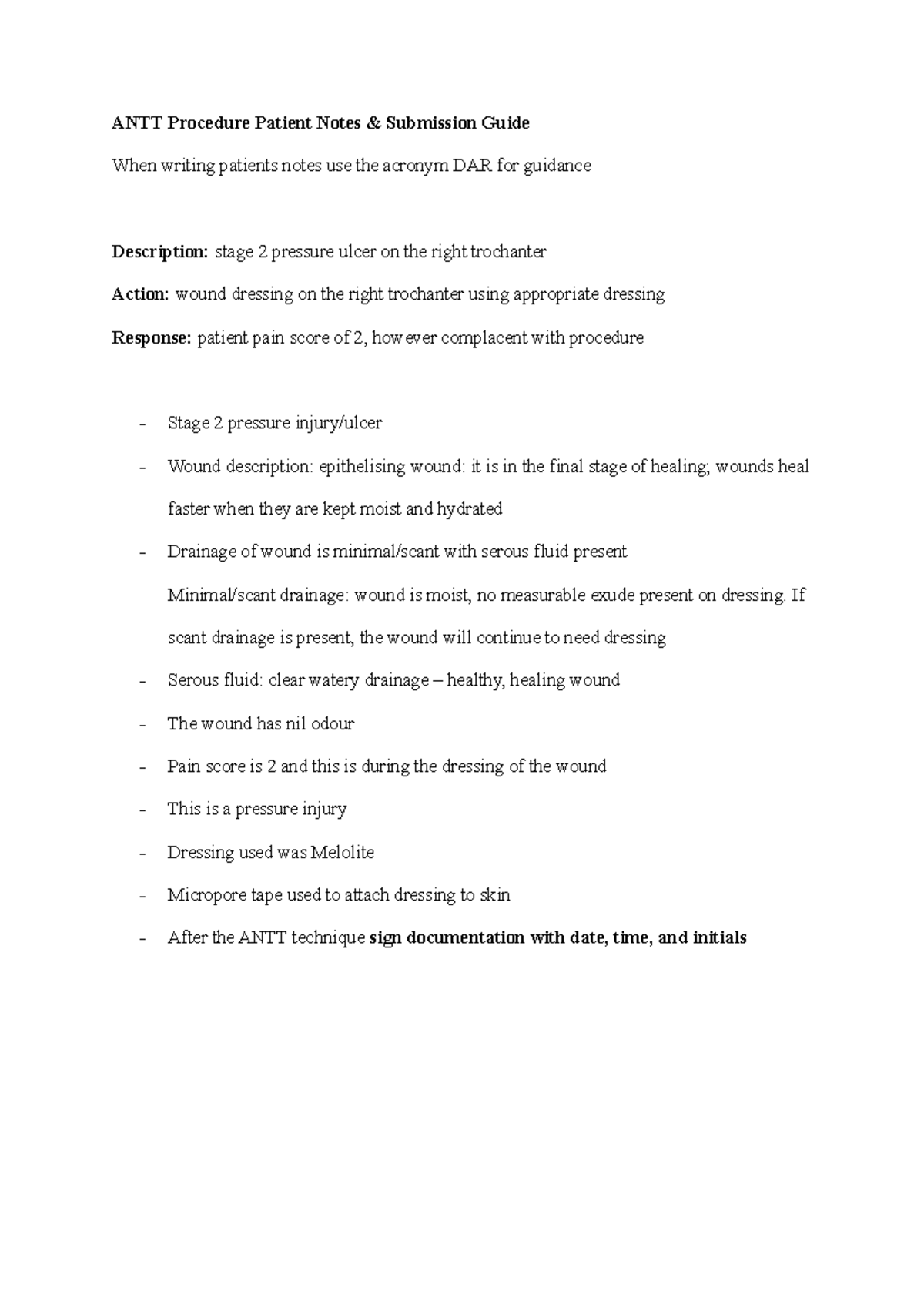 Updated Patient Notes OSCE - ANTT Procedure Patient Notes & Submission ...
