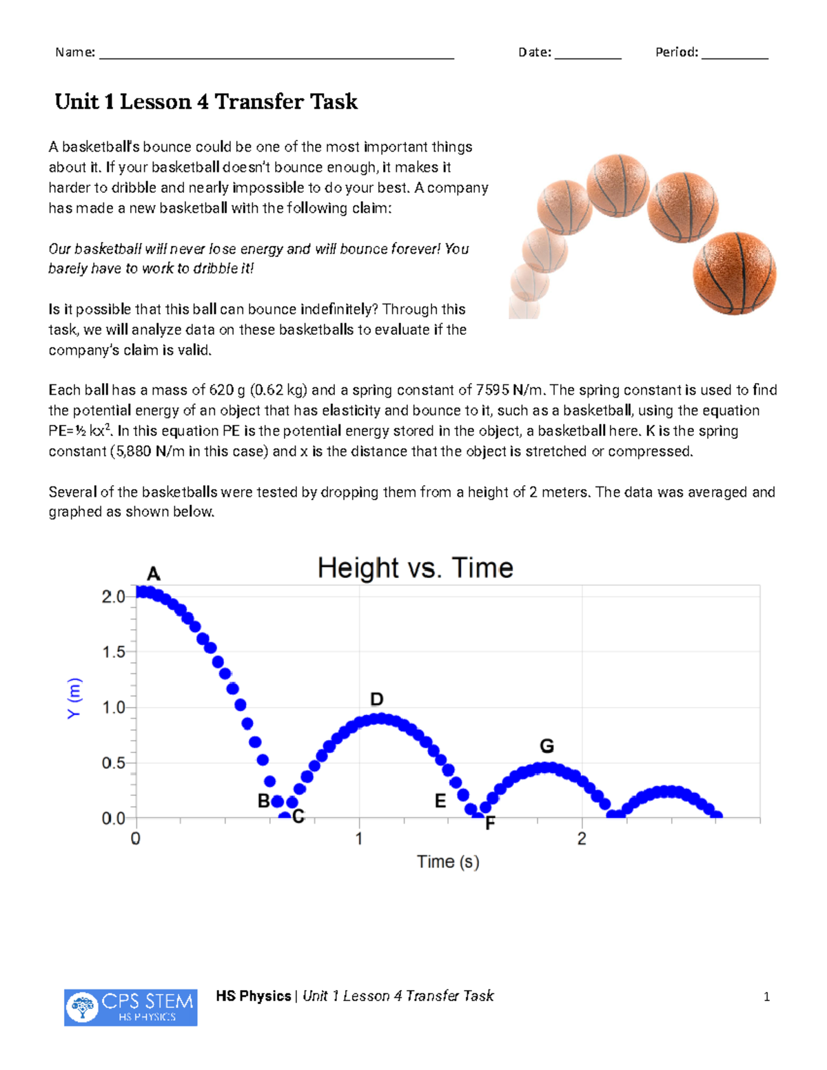 Gregory Haynes - Physics Unit 1 Lesson 4 Transfer Tasks Version B ...