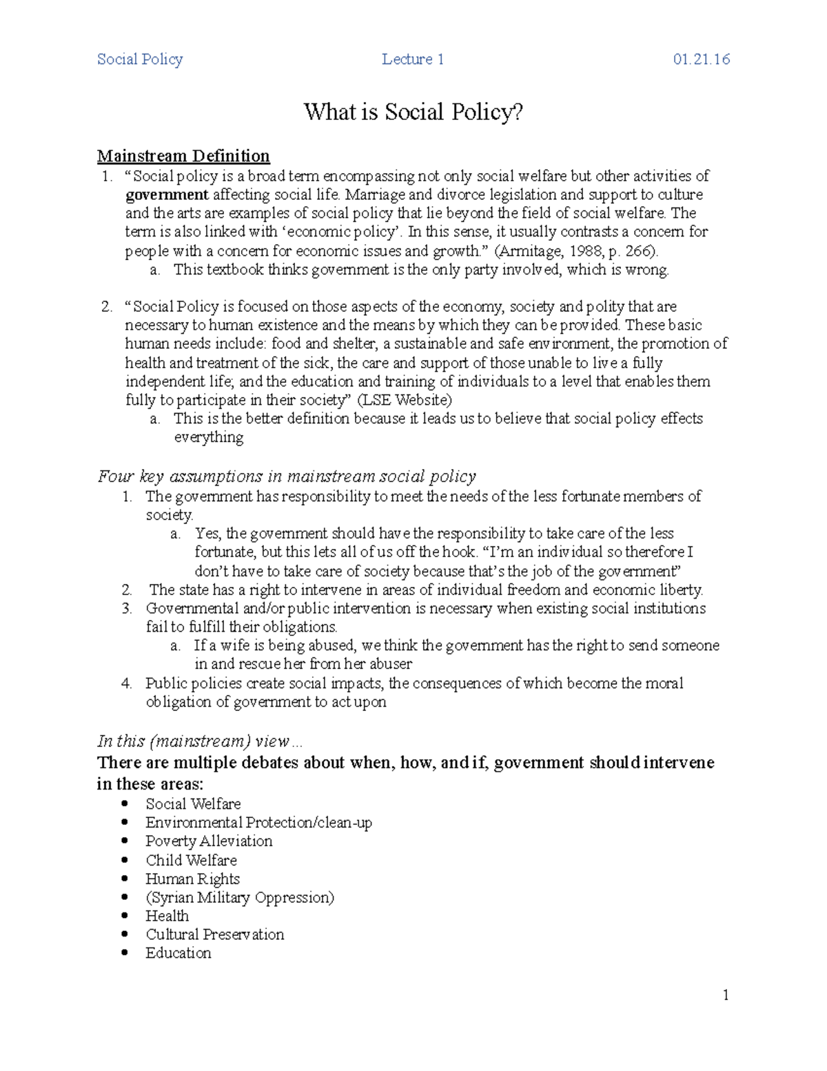 Lecture Notes, Lectures 1-9 - Professor: Dr. Tim Mcneill - Social ...
