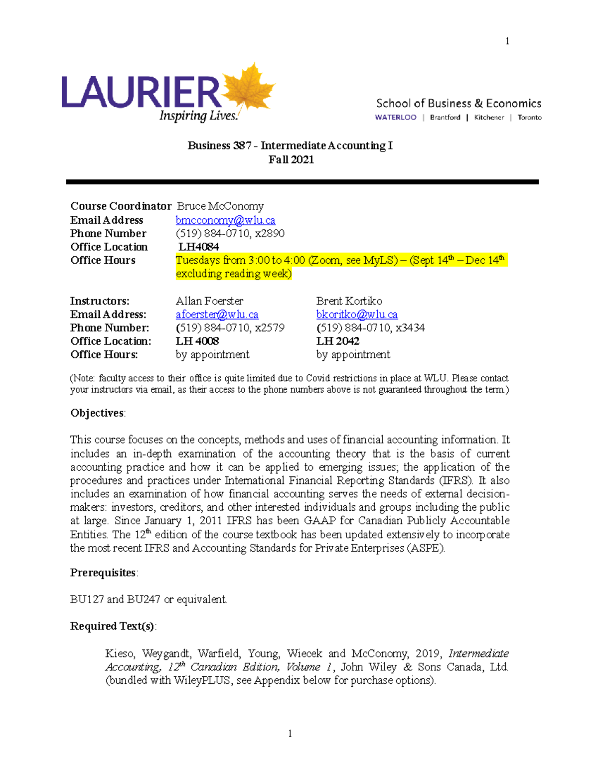 Outline for BU387 (Fall 2021) - Business 387 - Intermediate Accounting ...