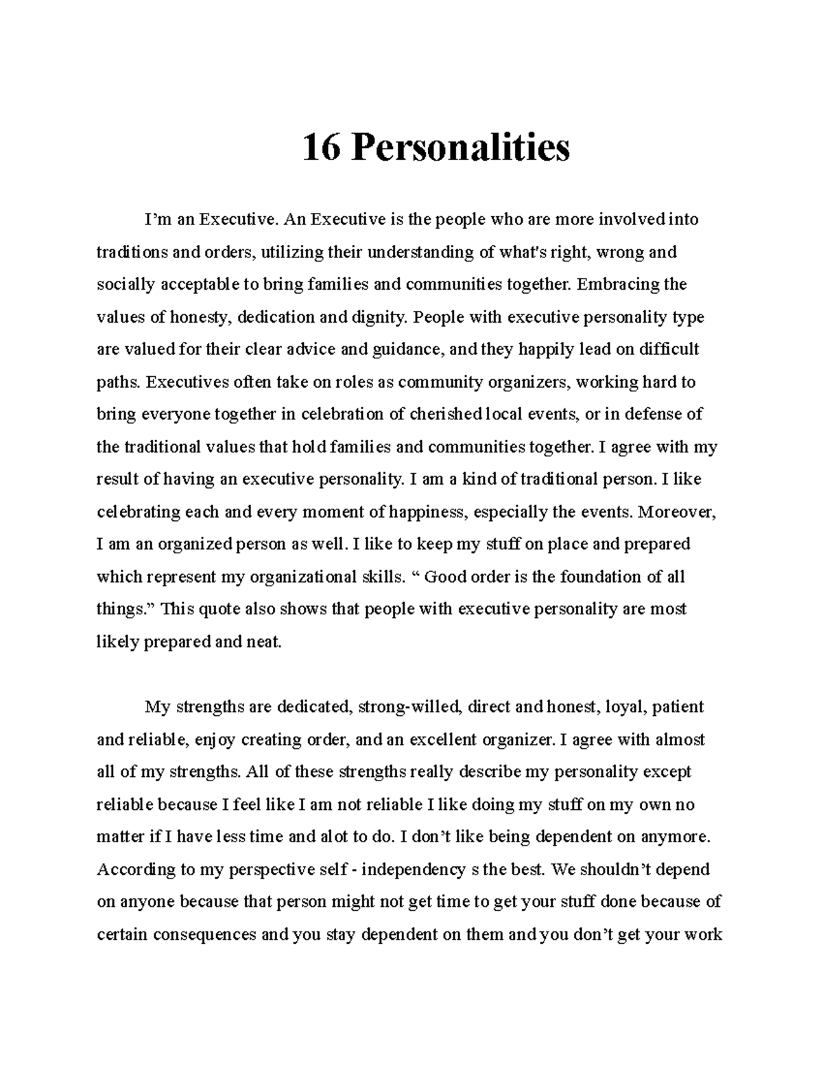 “THE Executive” (ESTJ-T) - 16 Personalities I’m an Executive. An ...