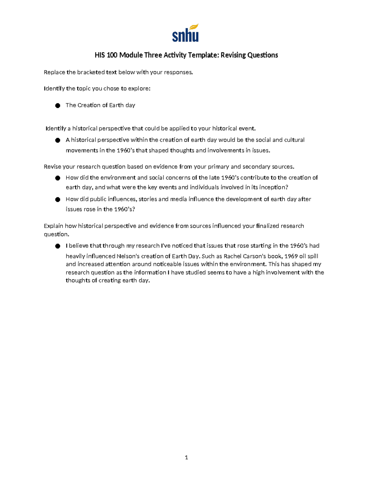 HIS 100 Module Three Activity Revising Questions Template (1) (1) - HIS ...
