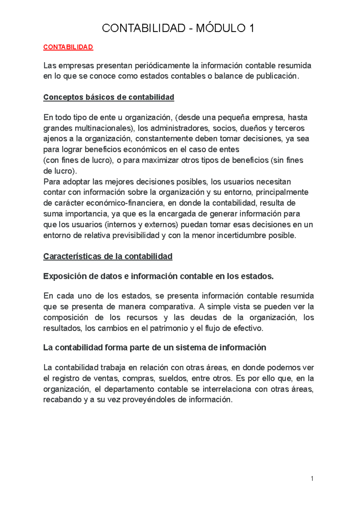 Resumen - Modulo 1 - Contabilidad - CONTABILIDAD Las empresas presentan periódicamente la - Studocu