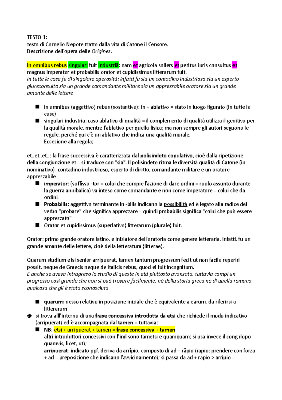 Testi latino da stampare - TESTO 1: testo di Cornelio Nepote tratto ...