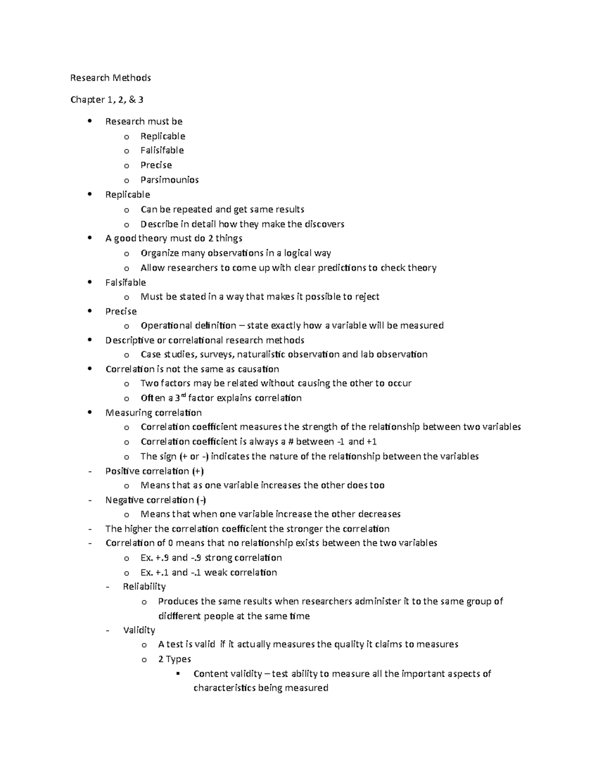 Research Methods Chapters 1-3 Notes - Research Methods Chapter 1, 2 ...