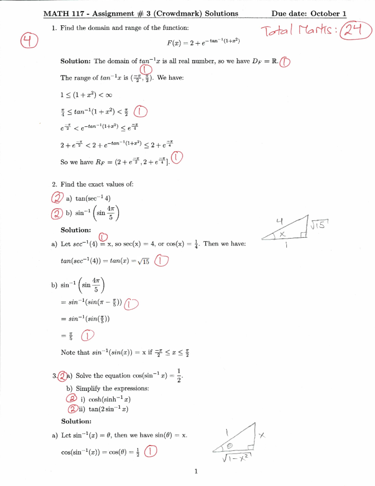 Assignment 3 Solutions and Marking Scheme - MATH 117 - Studocu