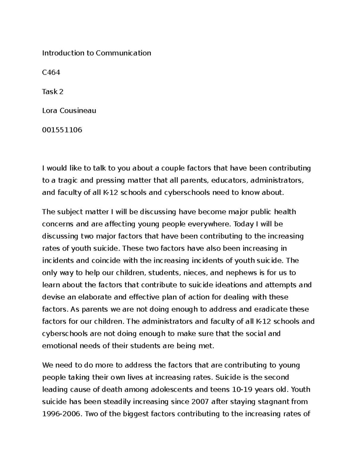 Task 2 C464 Presentation delivery - Introduction to Communication C ...