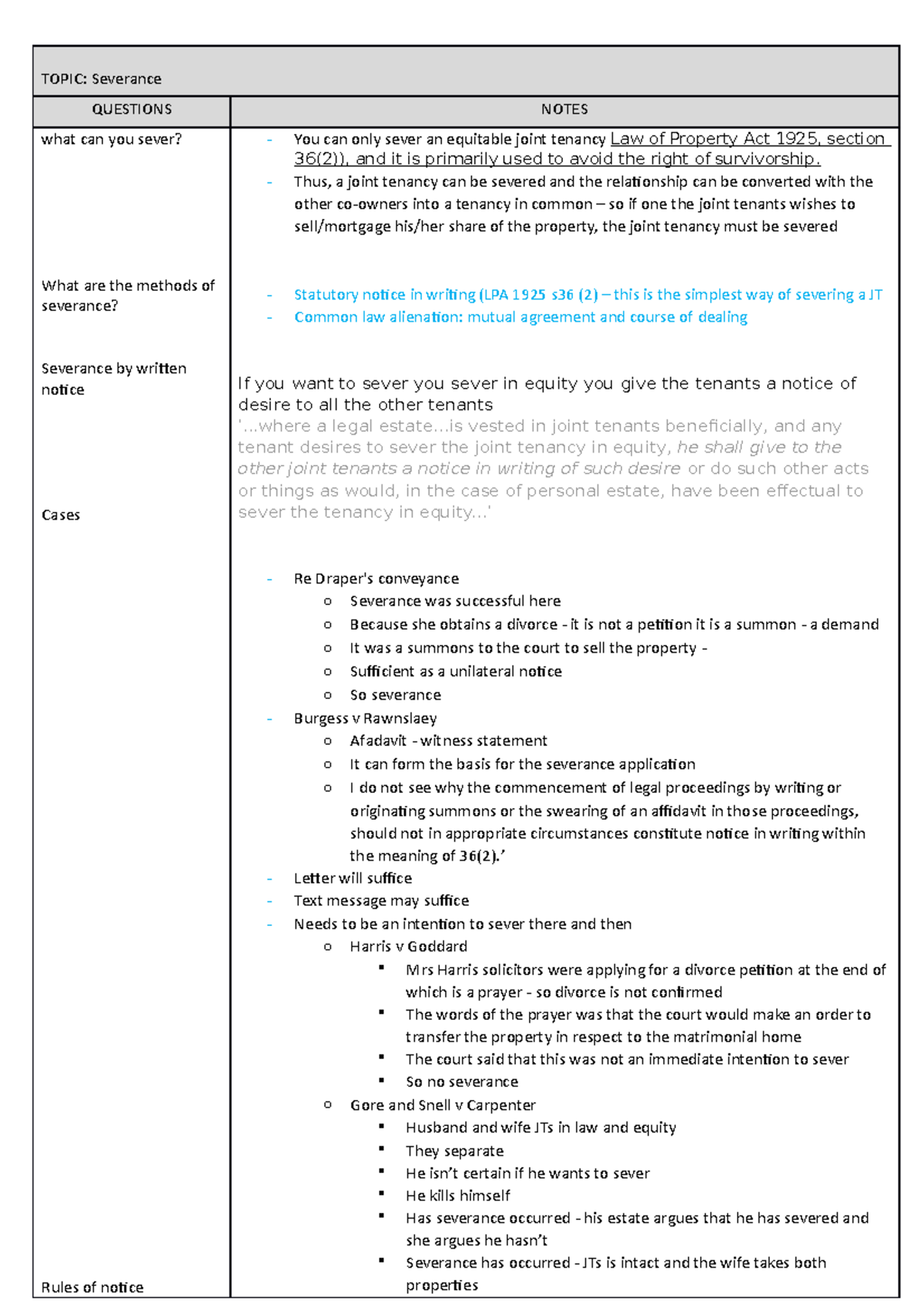 Topic of Severance - All possible ways to sever - 08 21215 - Birmingham ...