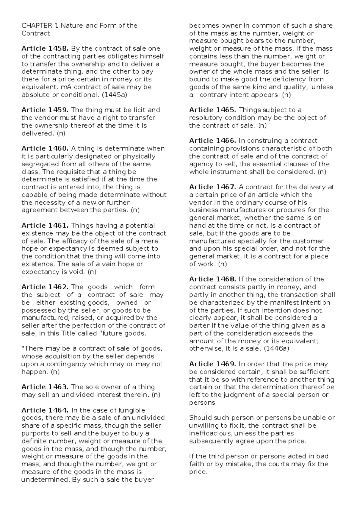 Chapter 1 Nature and Form of the Contract - CHAPTER 1 Nature and Form ...