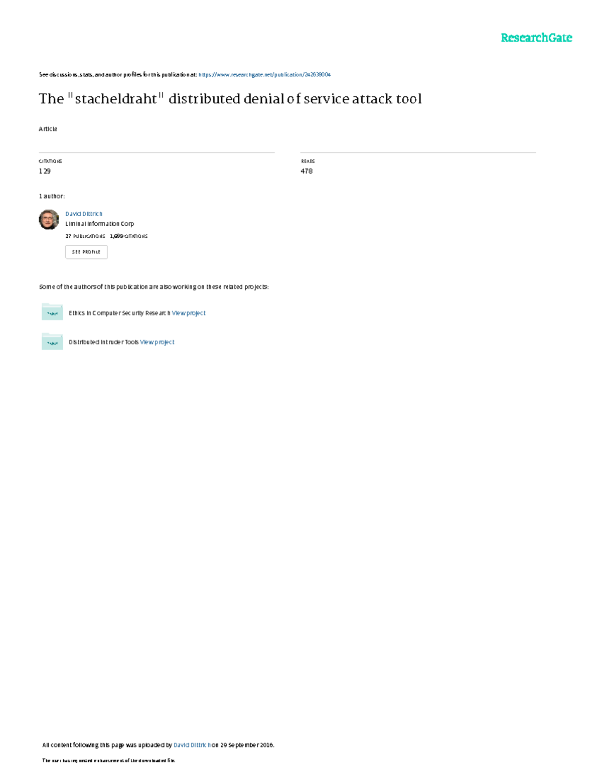 Stacheldraht - READINGS AND ASSIGNMENTS - See discussions, stats, and author profiles for this ...