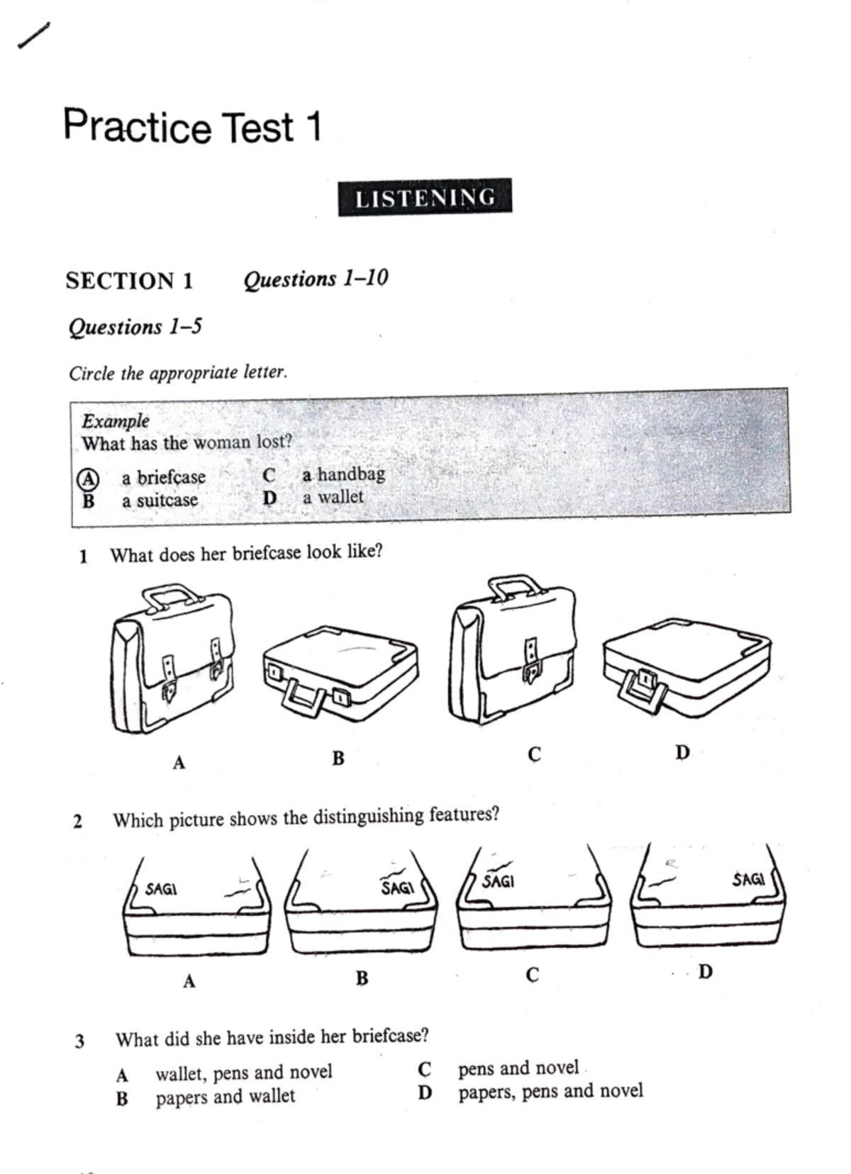 Test 1 - dwdwdsadsdsa - Practice Test 1 LISTENING SECTION 1 Questions 1 ...