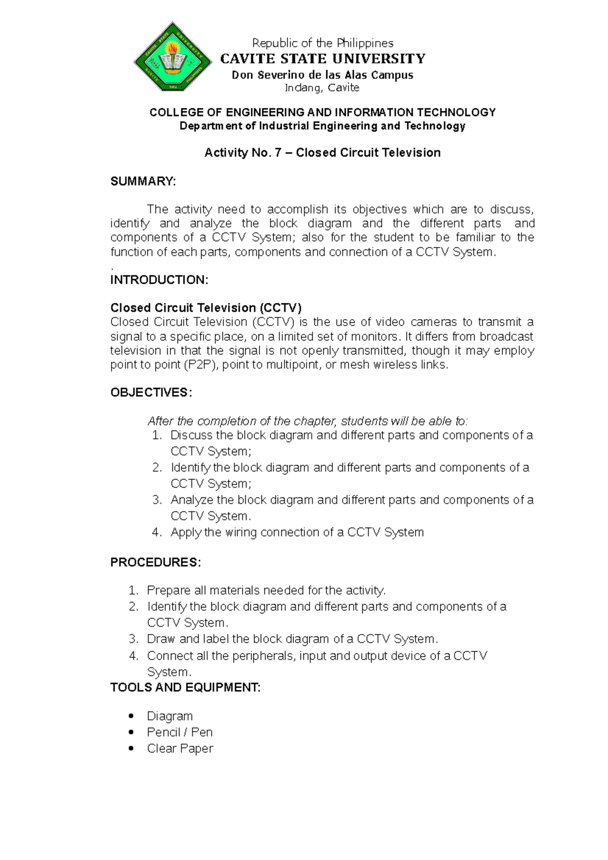 Activity-No.-7-Closed-Circuit-Television-CCTV - Republic of the ...
