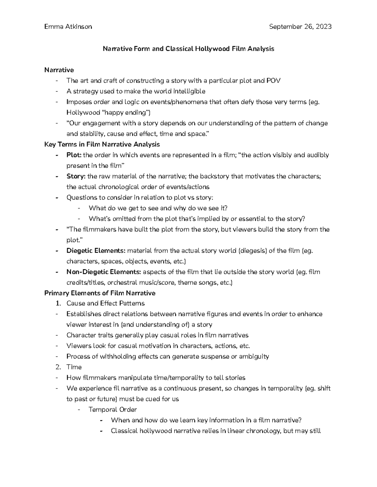 Narrative Form + Classical Hollywood Cinema - Narrative Form and ...