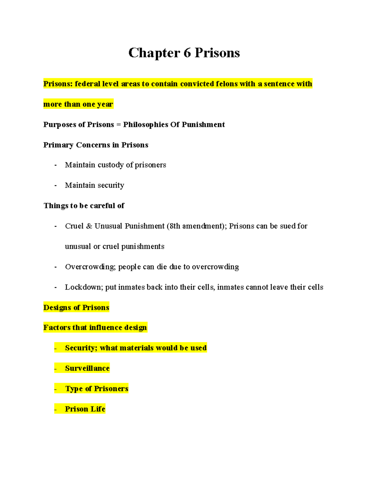 Corrections Chapter 6 Prisons - Chapter 6 Prisons Prisons: federal ...