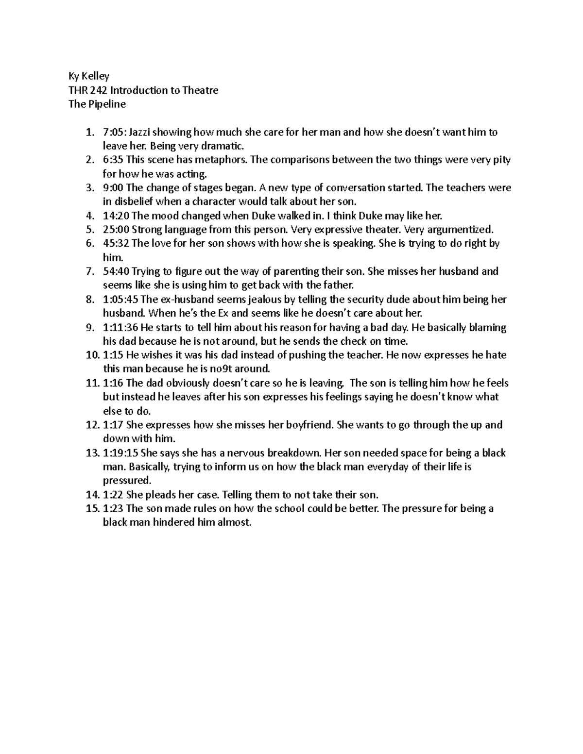 THR Theater Play - Ky Kelley THR 242 Introduction to Theatre The ...