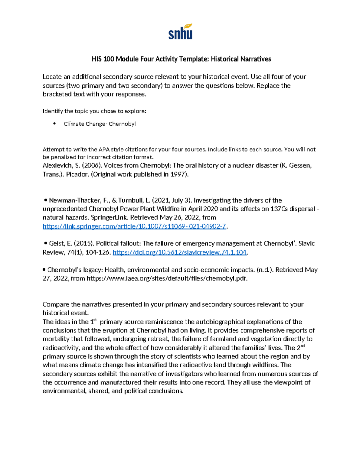 Module 4 HIS 100 Historical Narratives - HIS 100 Module Four Activity ...